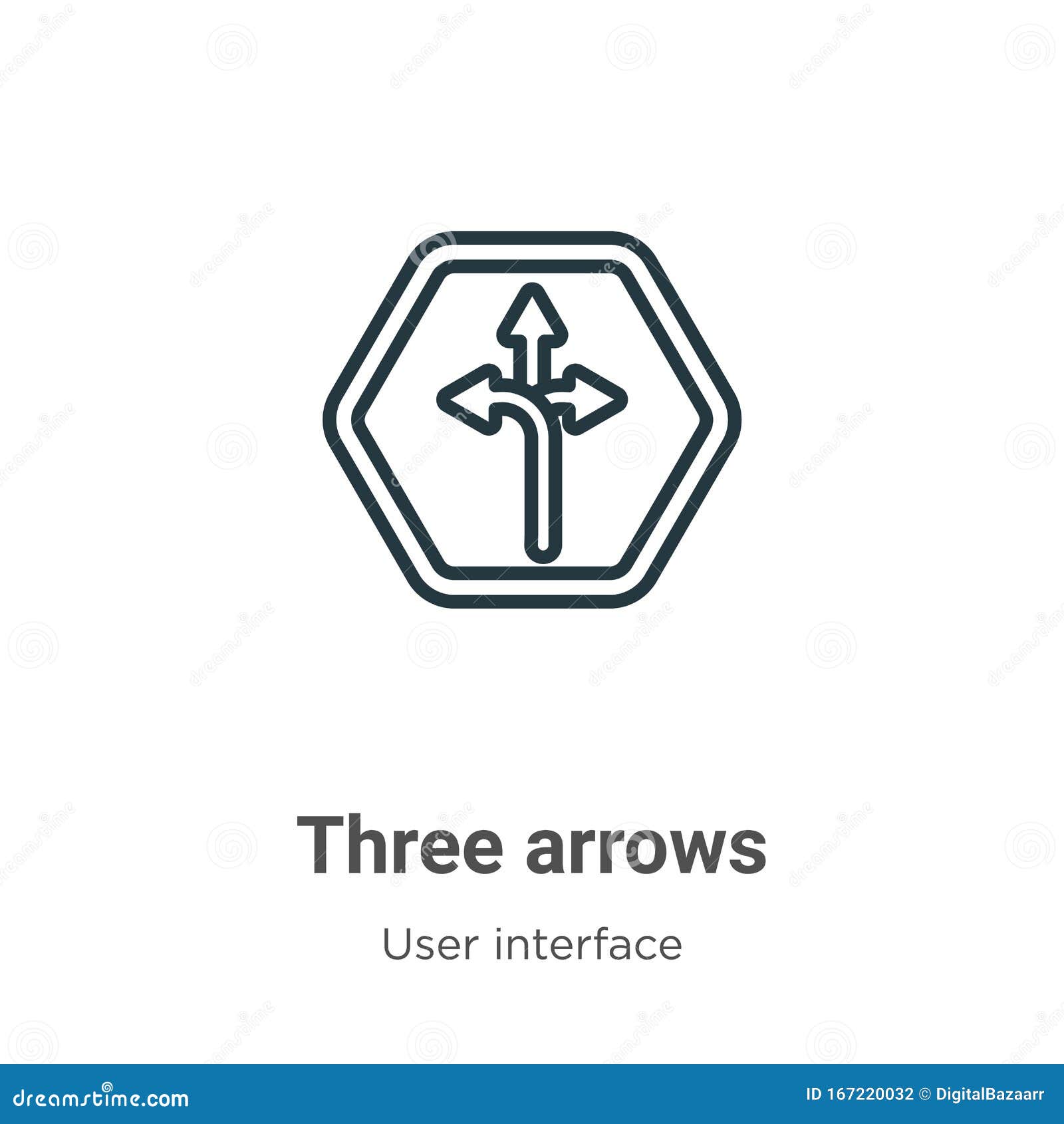 Three Arrows Outline Vector Icon. Thin Line Black Three Arrows Icon ...