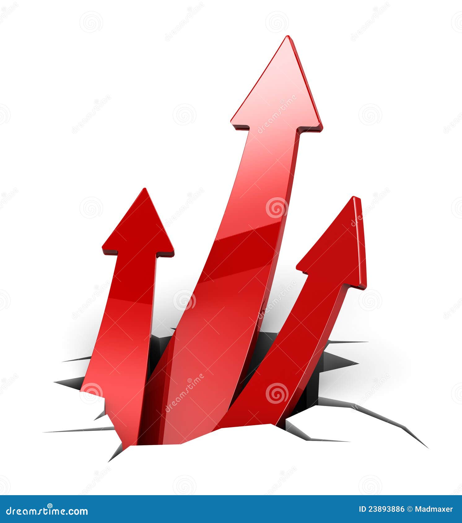 Three Rising Red Arrows On White Background Royalty-Free Cartoon ...