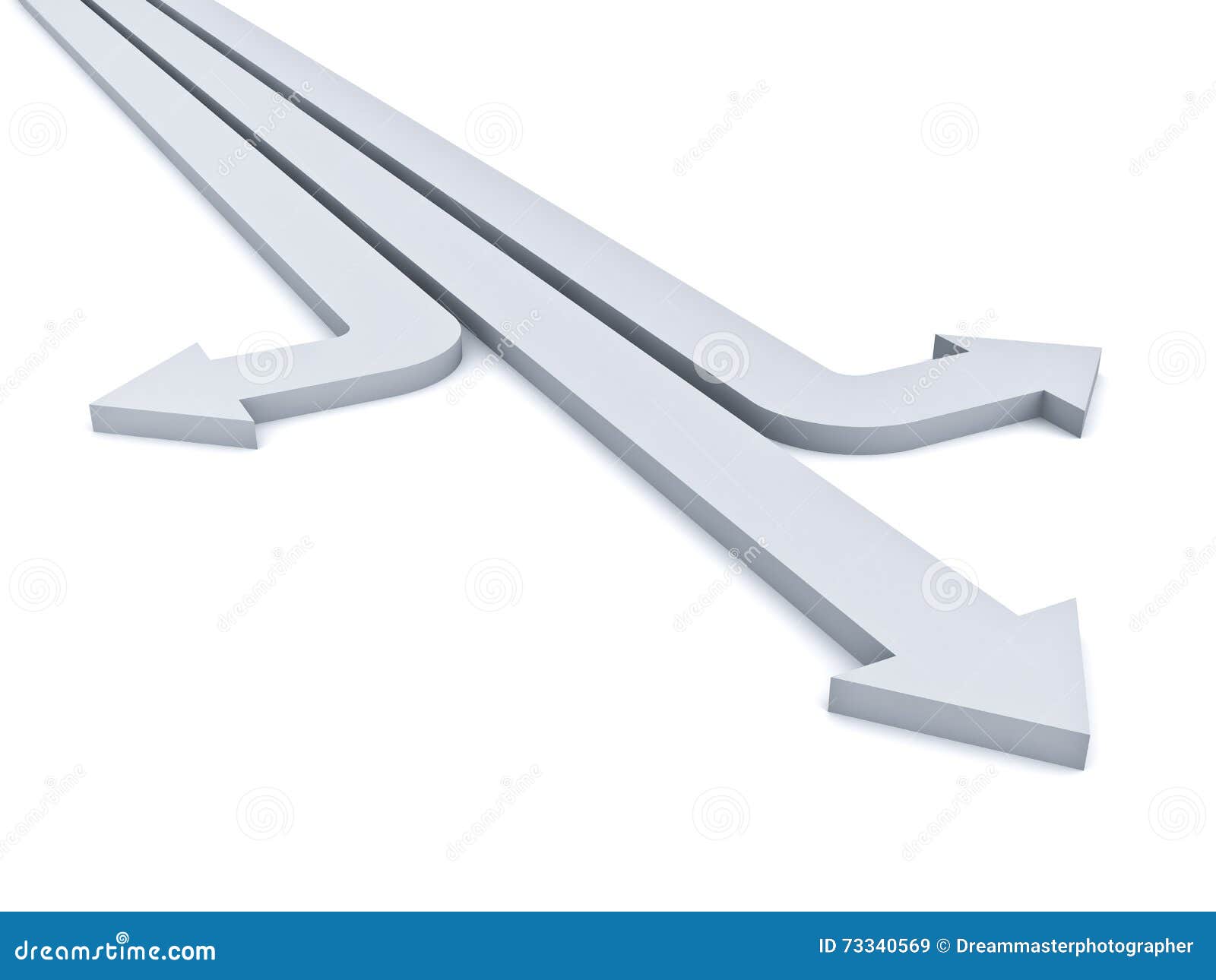 Three Arrows Showing Three Different Ways Isolated Over White Stock ...