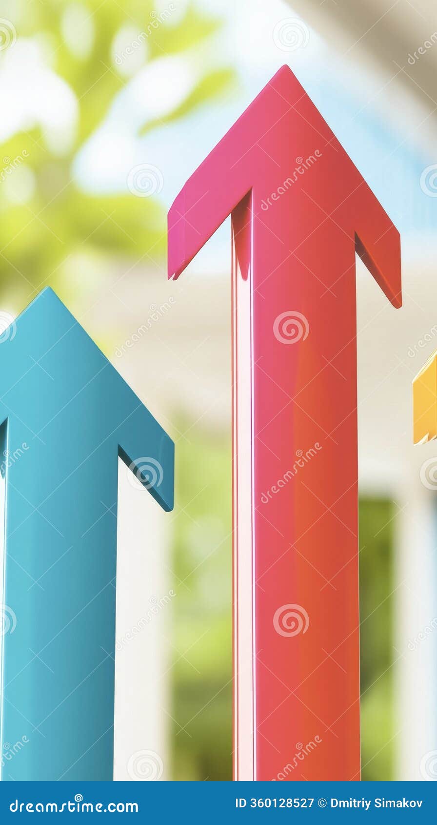 Three Arrows are Shown in Different Colors, with One Pointing Up Stock ...