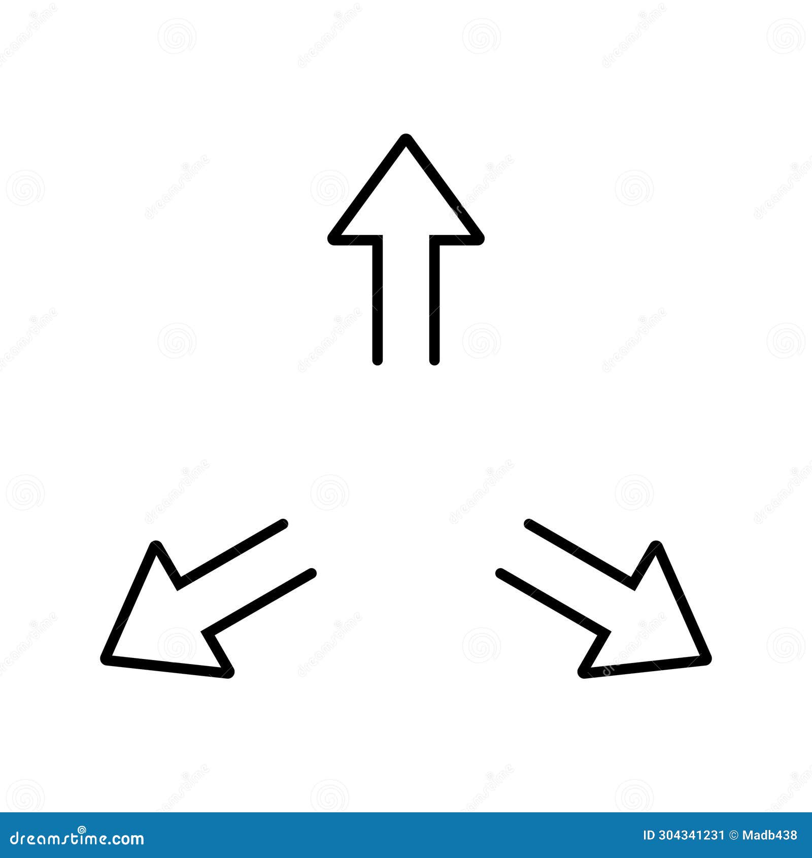 Three Arrows Shows Three Different Ways. Linear Icon. Stock ...