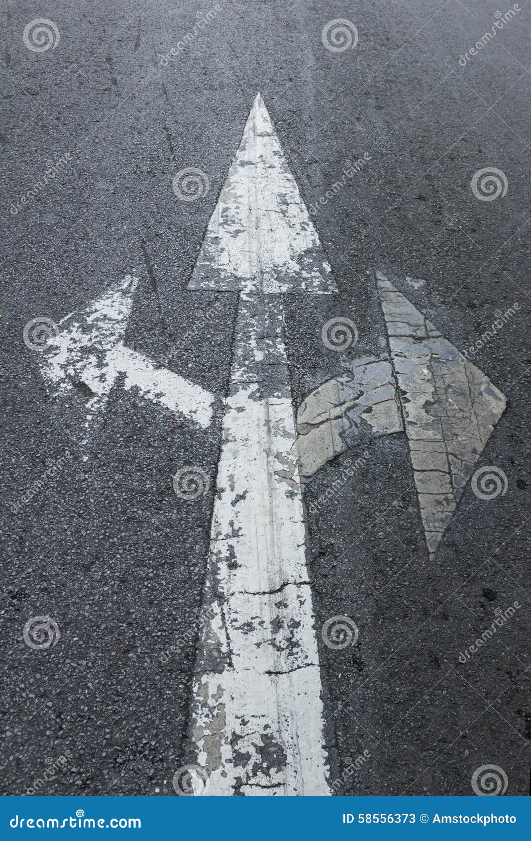 Three Arrows Sign on Asphalt Road Stock Image - Image of black ...