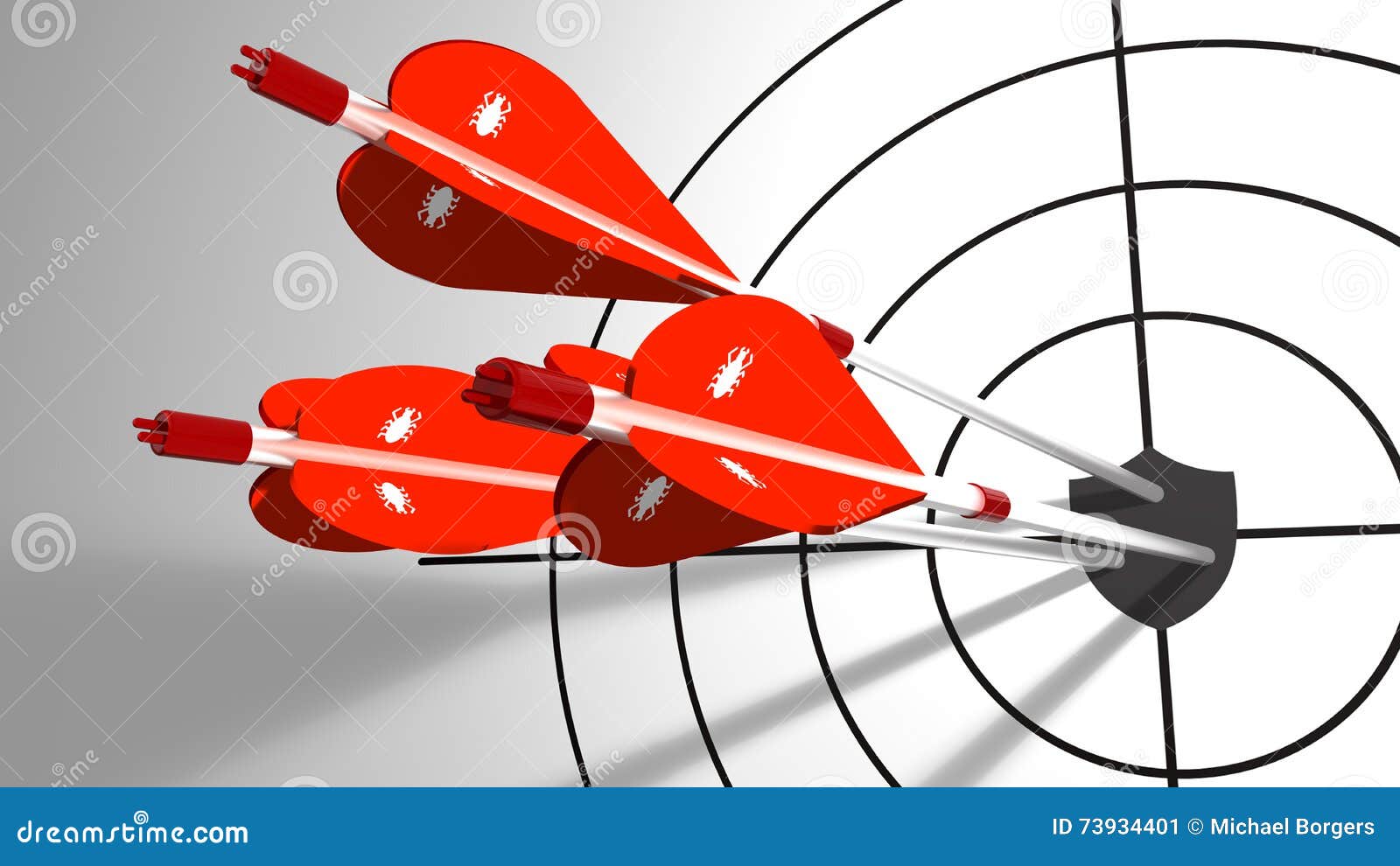 Three Arrows with a Virus Texture Hitting a Security Shield Stock ...