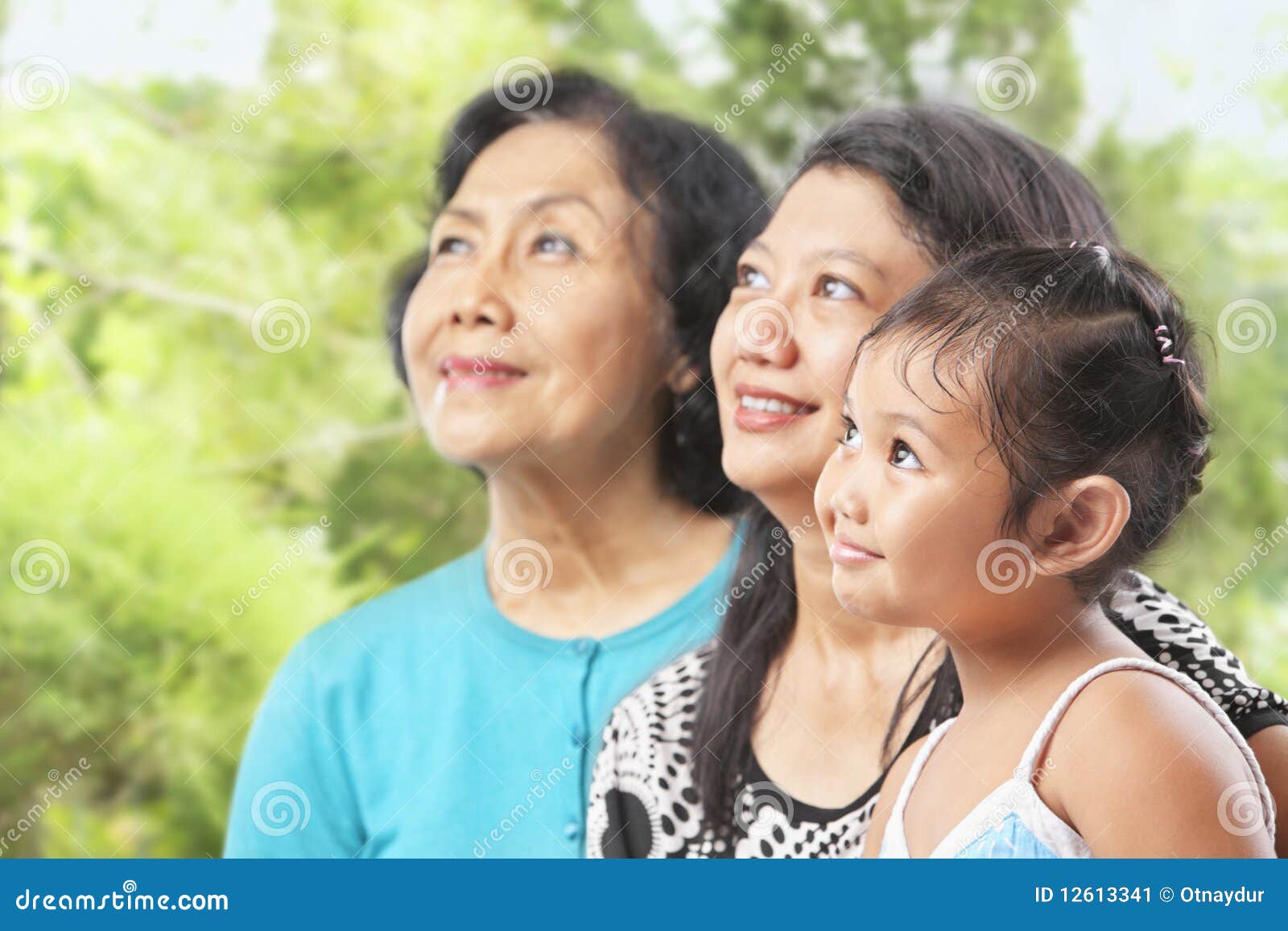 Three Asian Female Generations Looking Away Stock Image - Image of ...