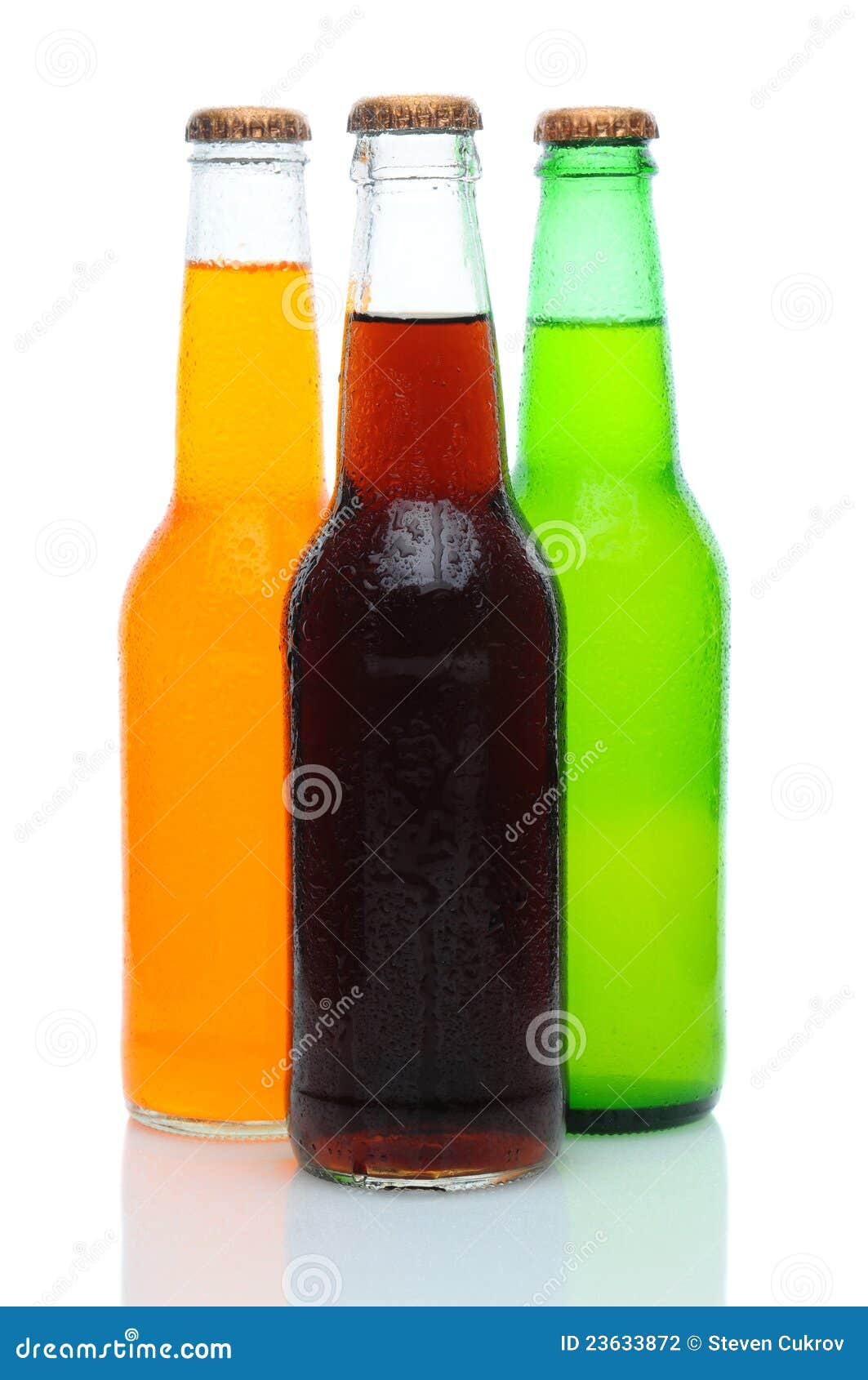 Three Assorted Soda Bottles on White Stock Photo - Image of green ...