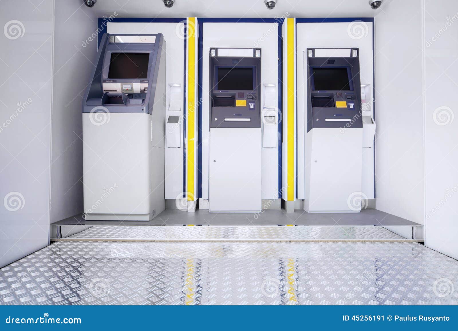Three atm machines stock image. Image of keyboard, digital - 45256191