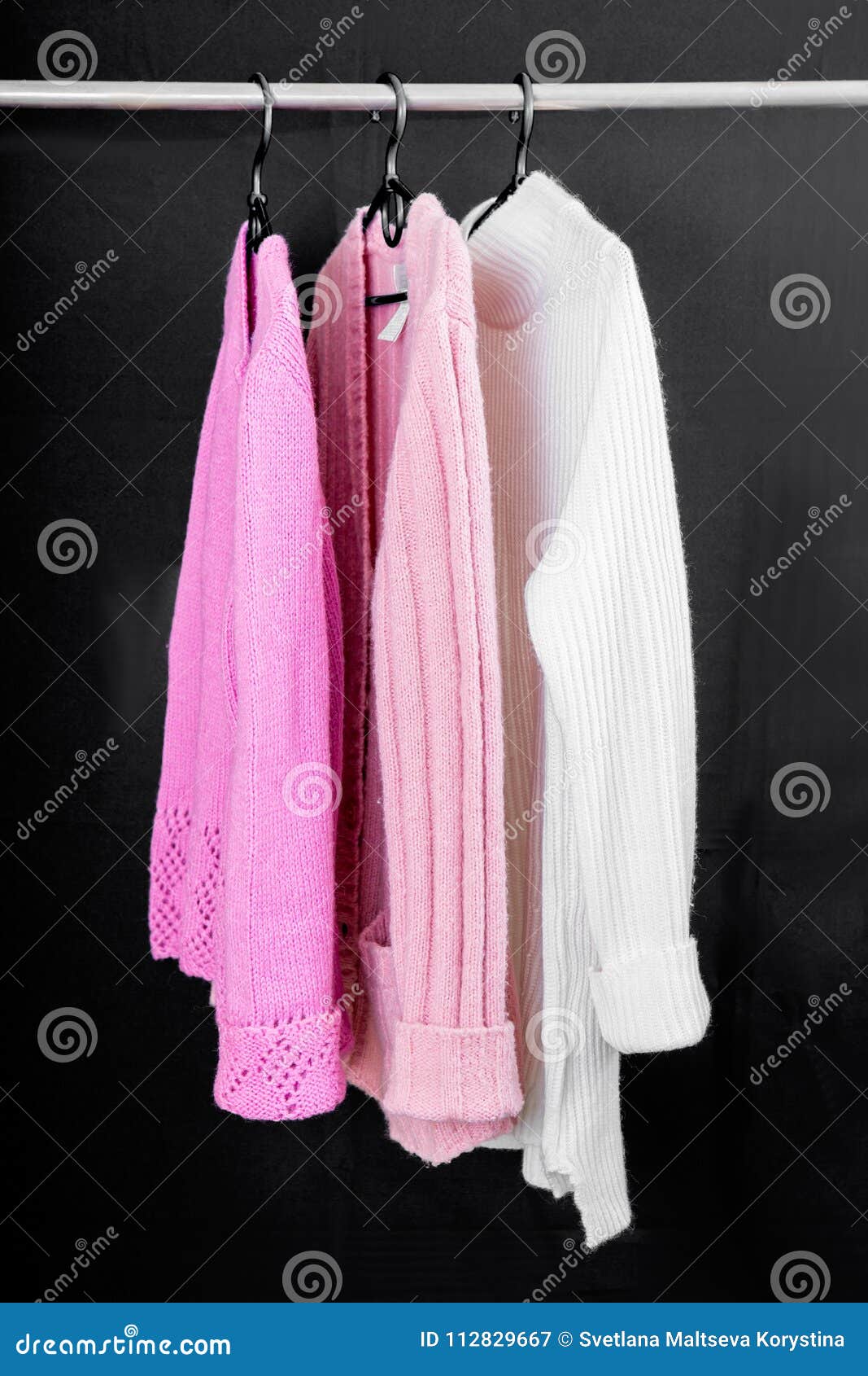 Three Autumn Jumpers, Pullover Over Black Stock Image - Image of modern ...