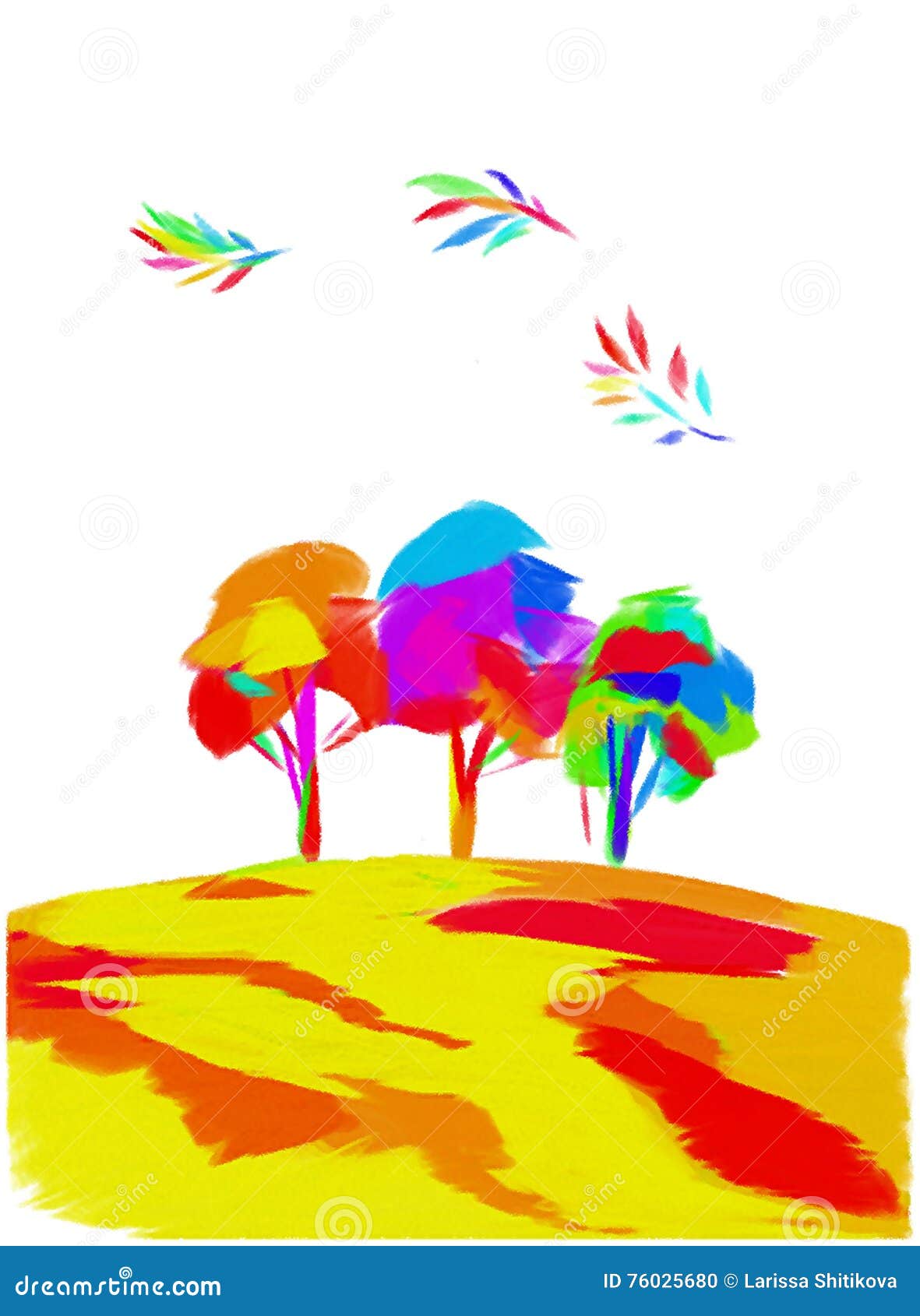 Three autumn trees. stock illustration. Illustration of forest - 76025680