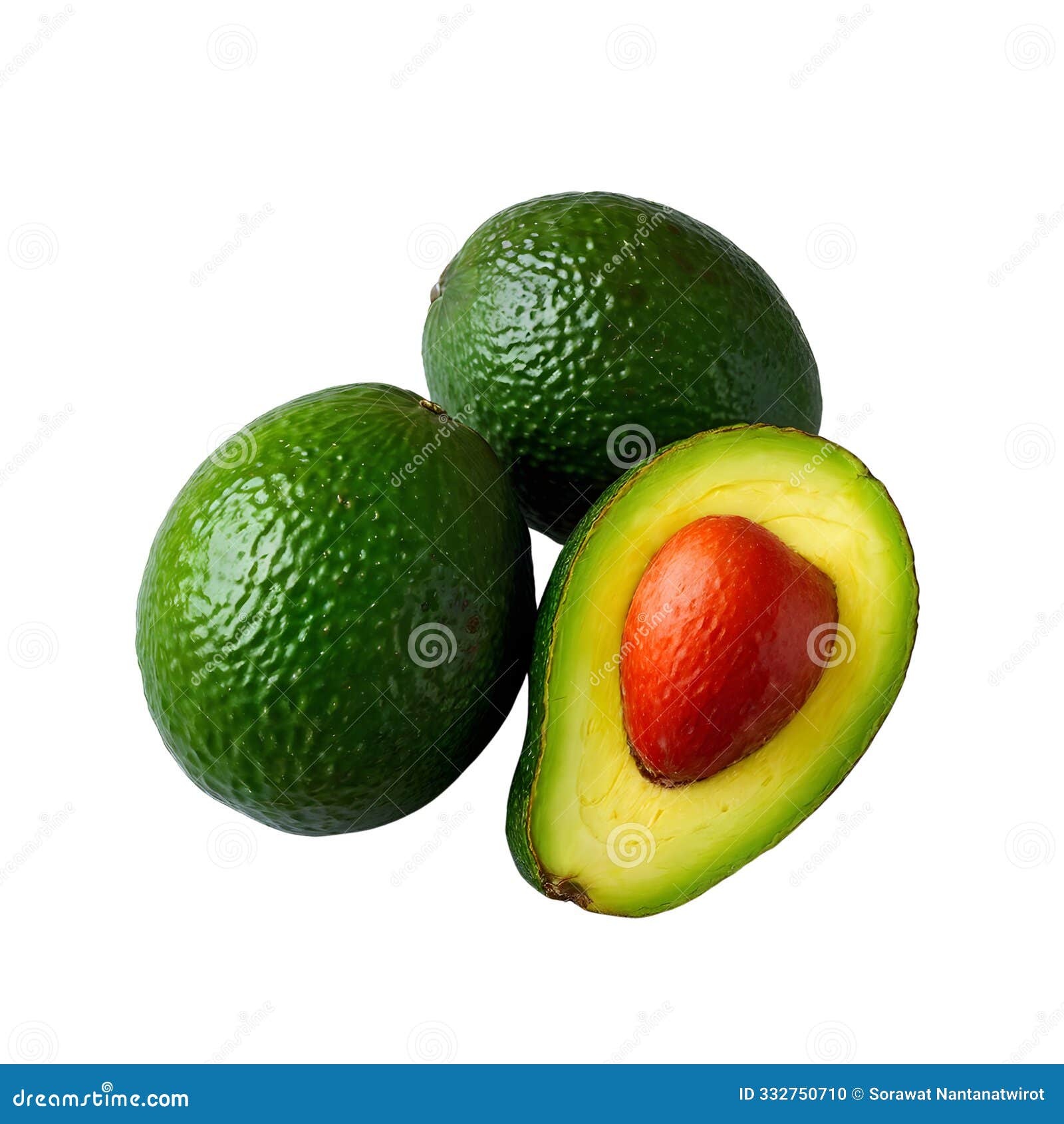 Three Avocado on White Background Generative AI Stock Photo - Image of ...