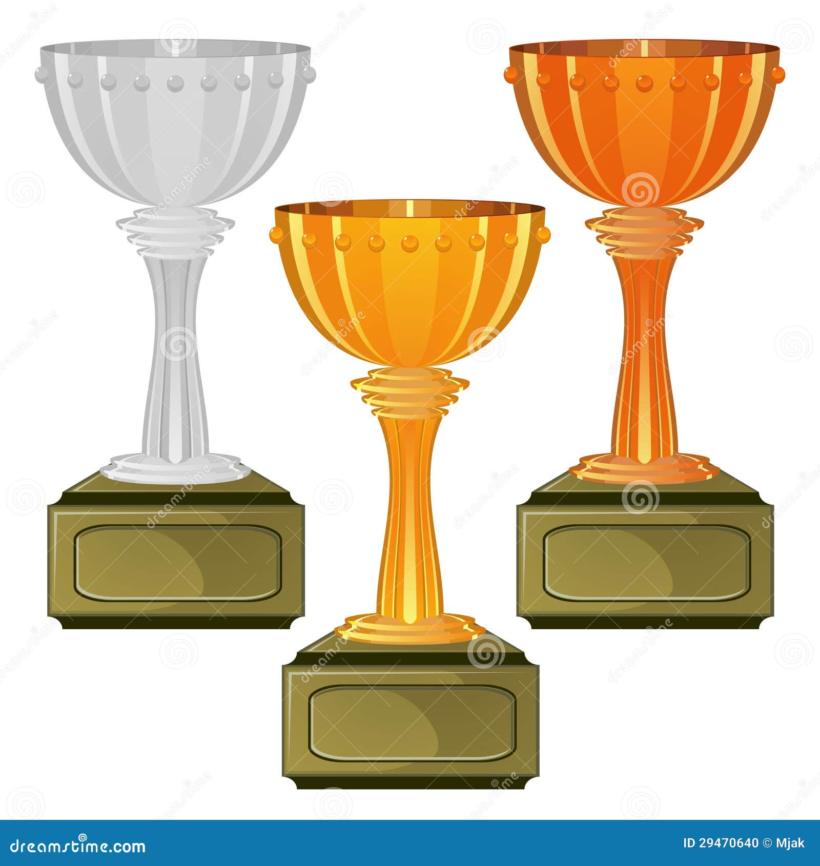 Three award cups stock vector. Illustration of chrome - 29470640