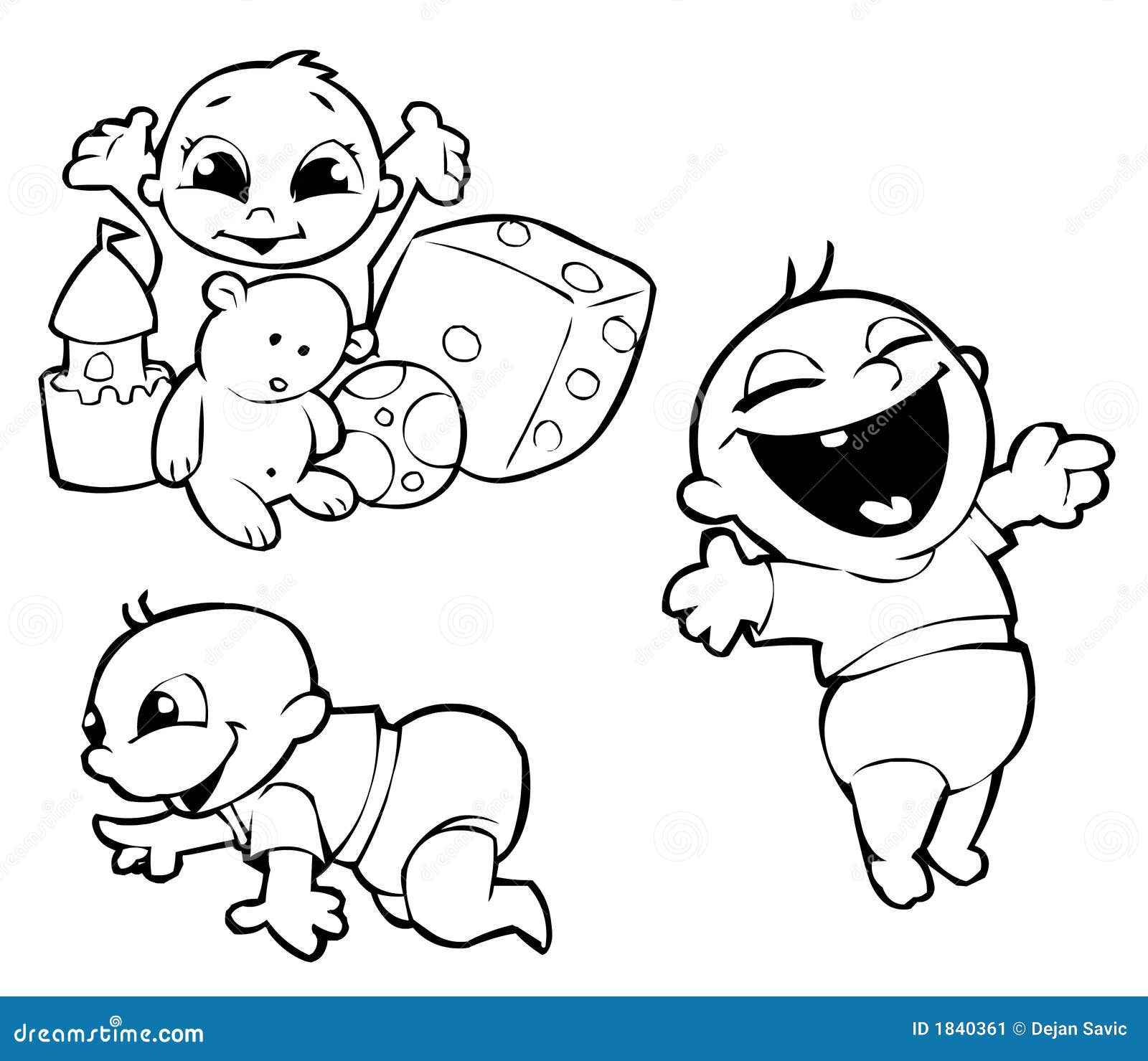 Three babies stock illustration. Illustration of crawl - 1840361