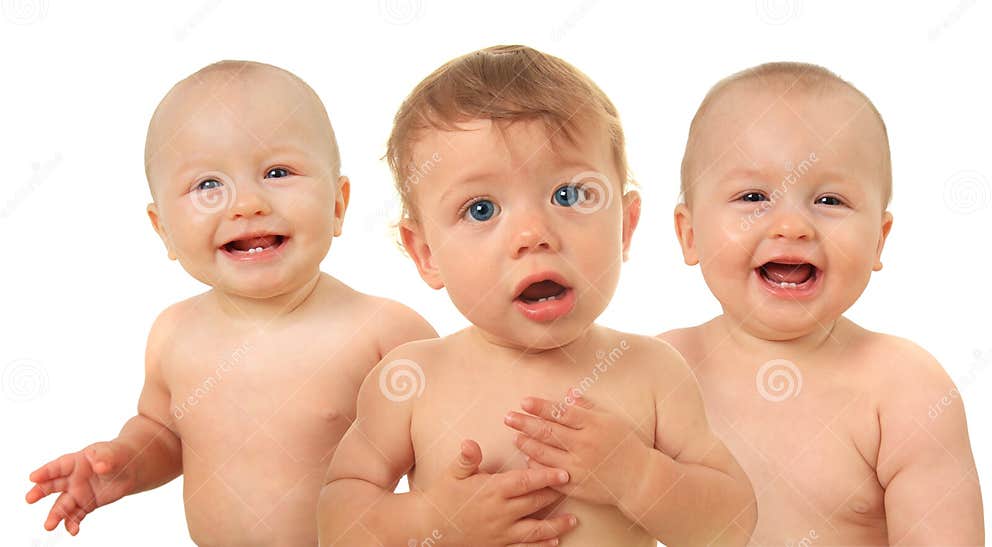Three babies stock photo. Image of adorable, laughing - 26816012