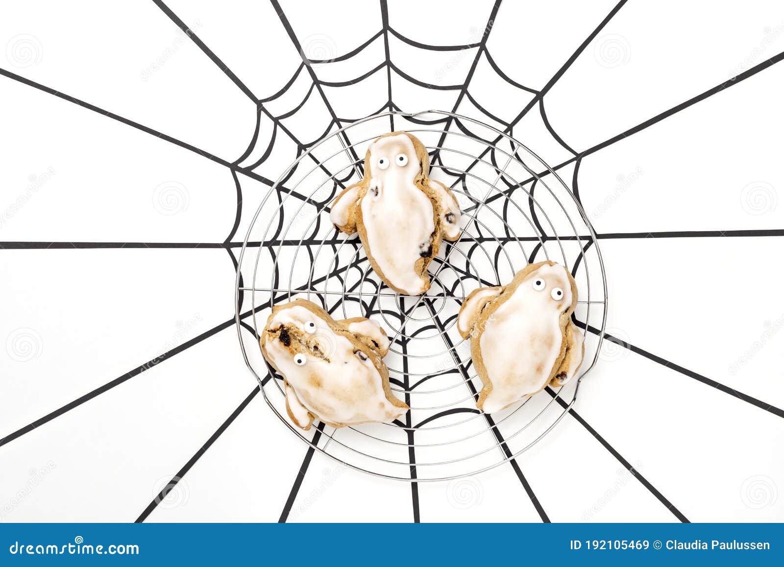Three Baked Ghosts with Spider Web Stock Image - Image of food ...