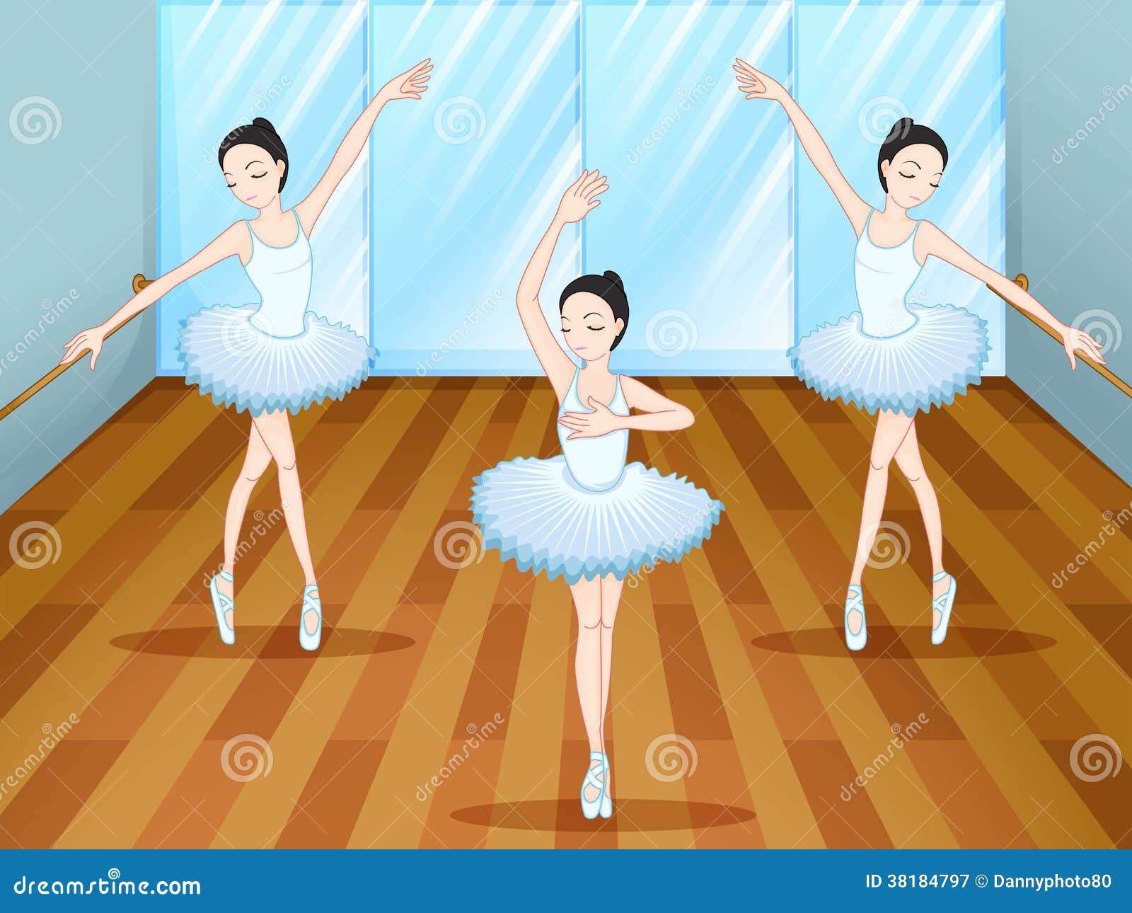 Three Ballet Dancers Dancing Inside the Studio Stock Vector ...