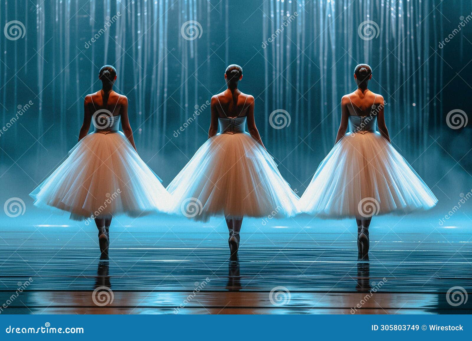 Three Ballet Dancers on Stage Stock Image - Image of dance, leaps ...