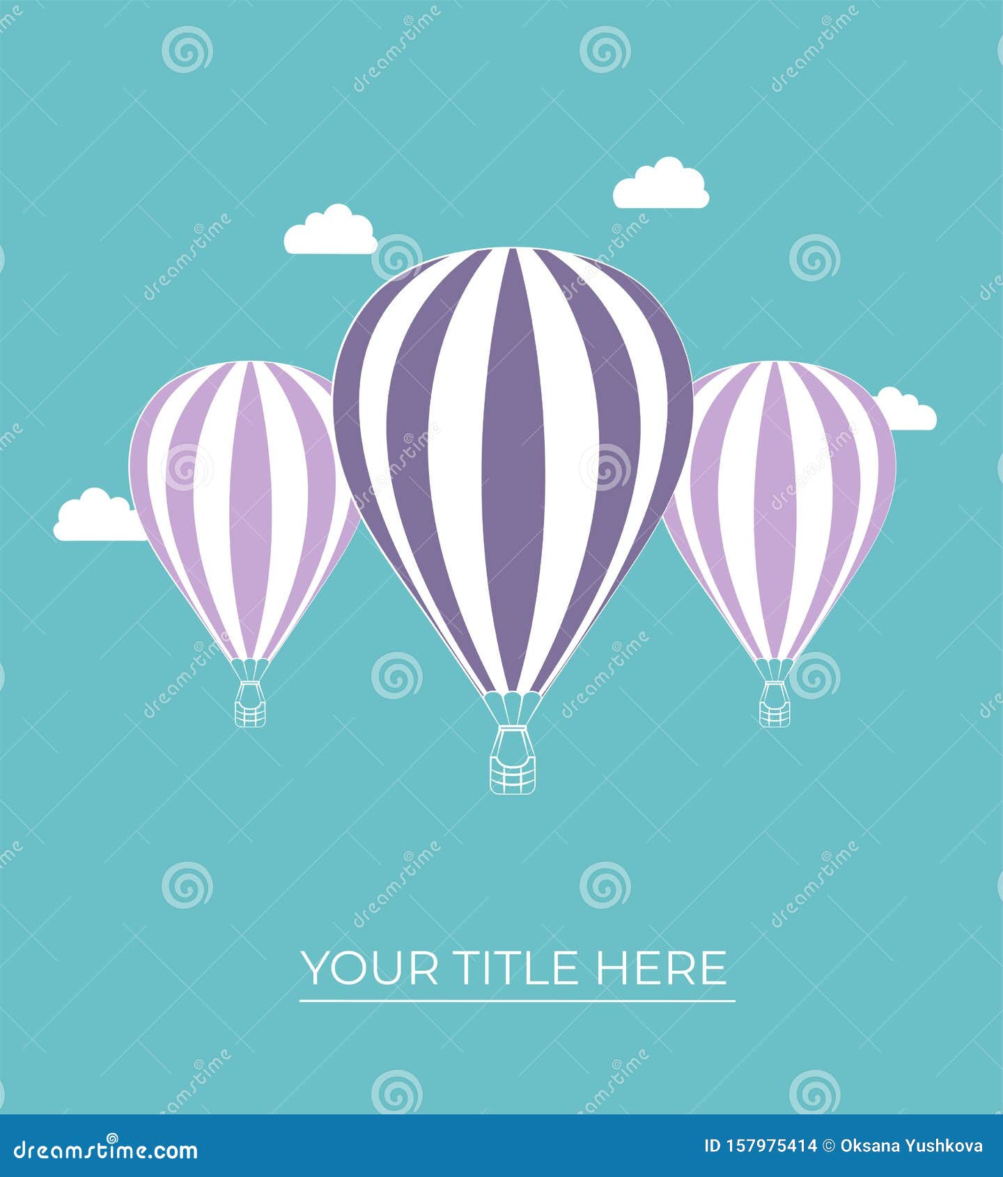 Three Balloons with Clouds and Place for Text Stock Illustration ...
