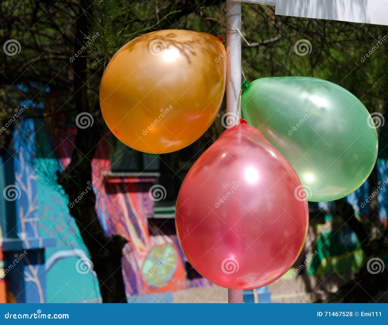 Three balloons stock photo. Image of tied, helium, yellow - 71467528