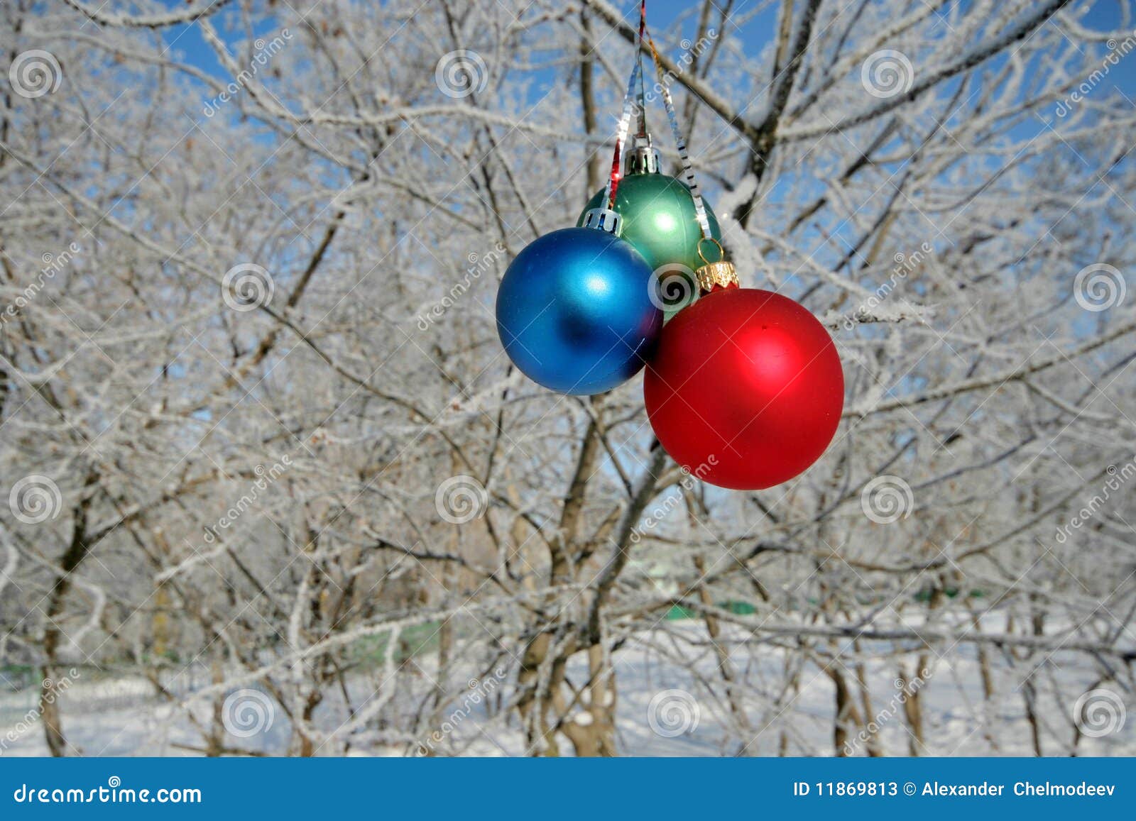 Three Balls on Branch of the Tree Stock Image - Image of balls ...