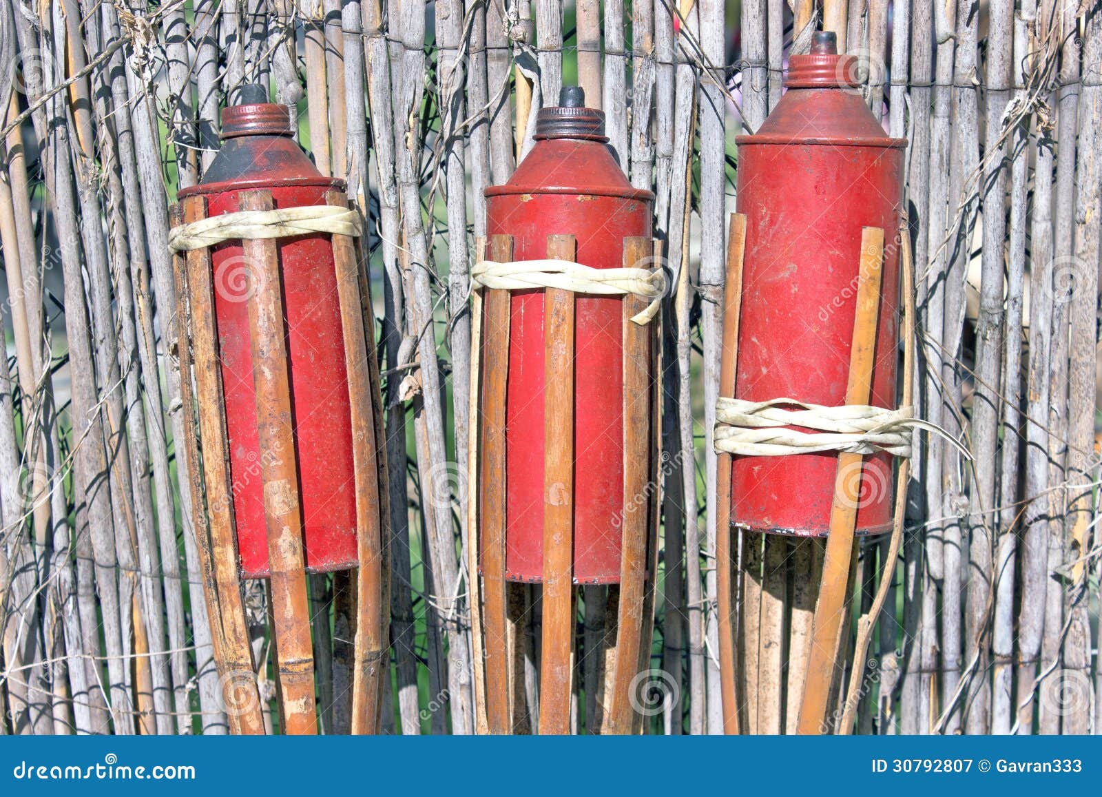 Three bamboo fire torch stock image. Image of barbecue - 30792807