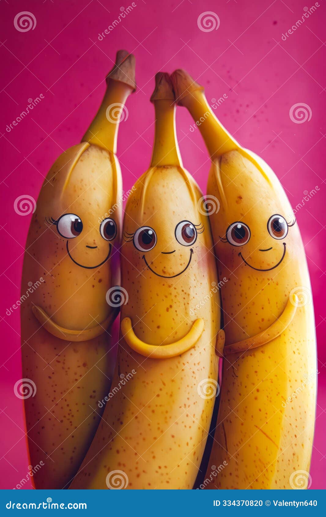Three Bananas with Faces on Them Stock Photo - Image of center, largest ...