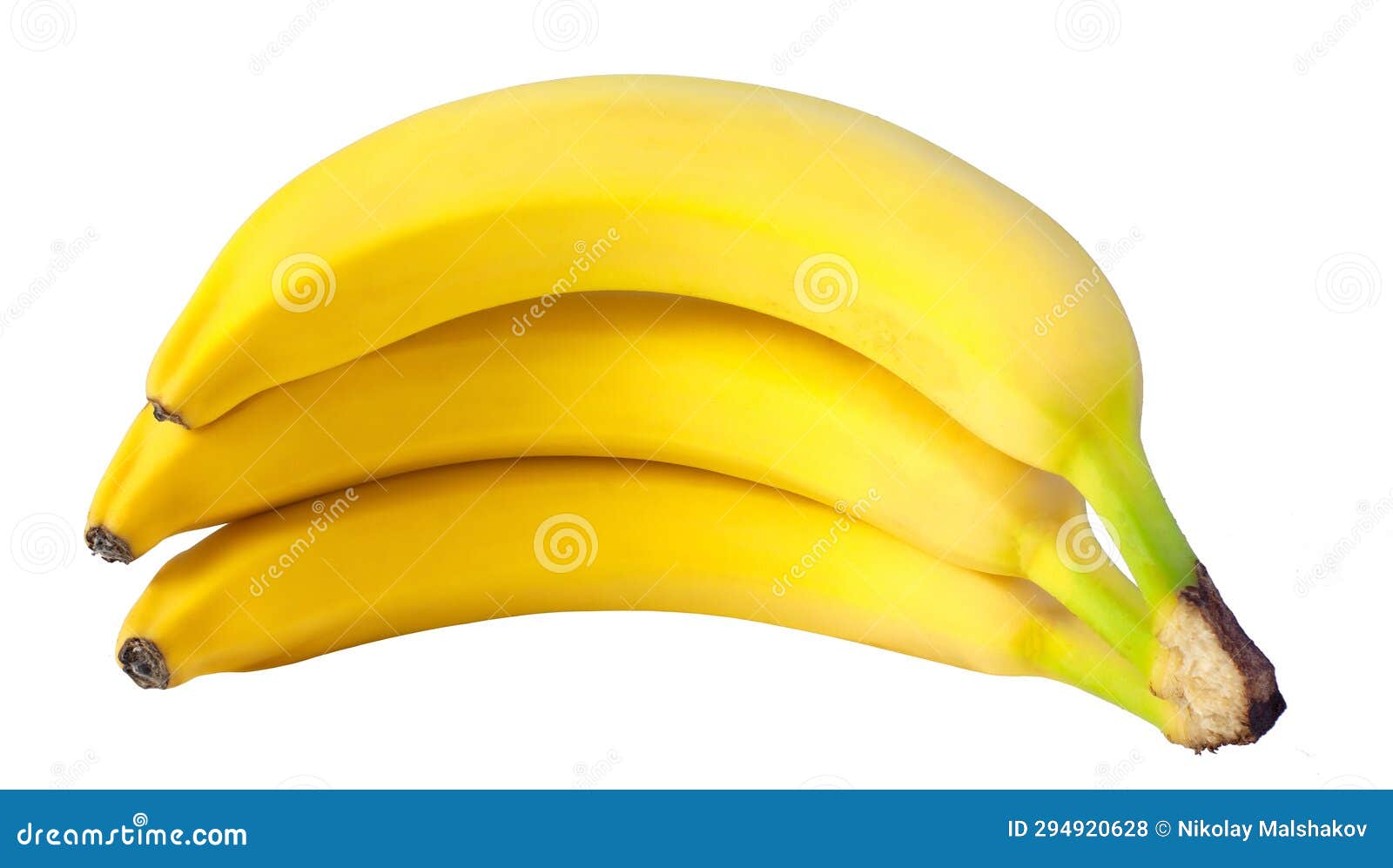 Three Bananas Isolated on a White Background. Fresh Fruit in Full Focus ...