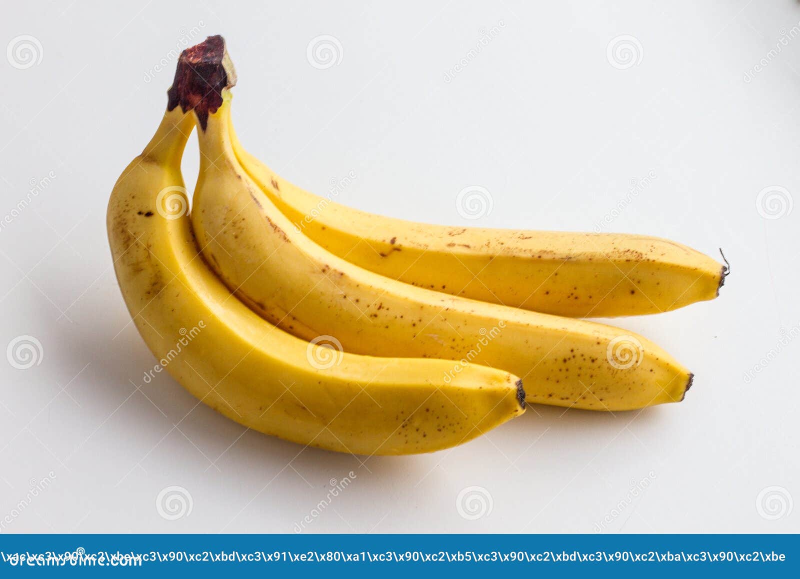 Three Bananas on a White Background. Stock Photo - Image of juicy ...