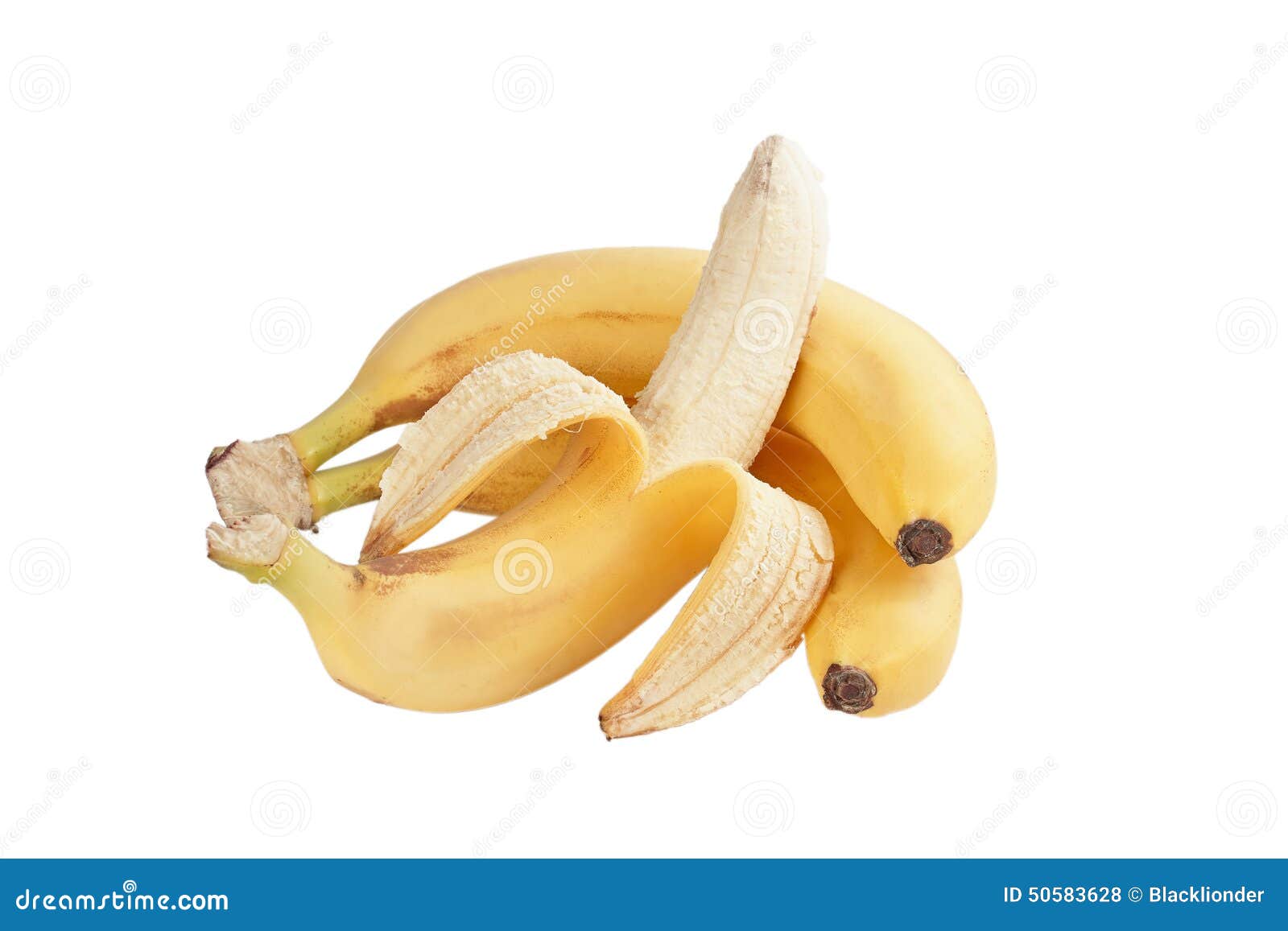 Three Bananas on a White Background Stock Photo - Image of nature ...