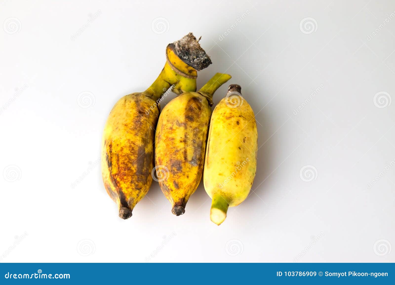 Three bananas on white stock image. Image of snack, three - 103786909