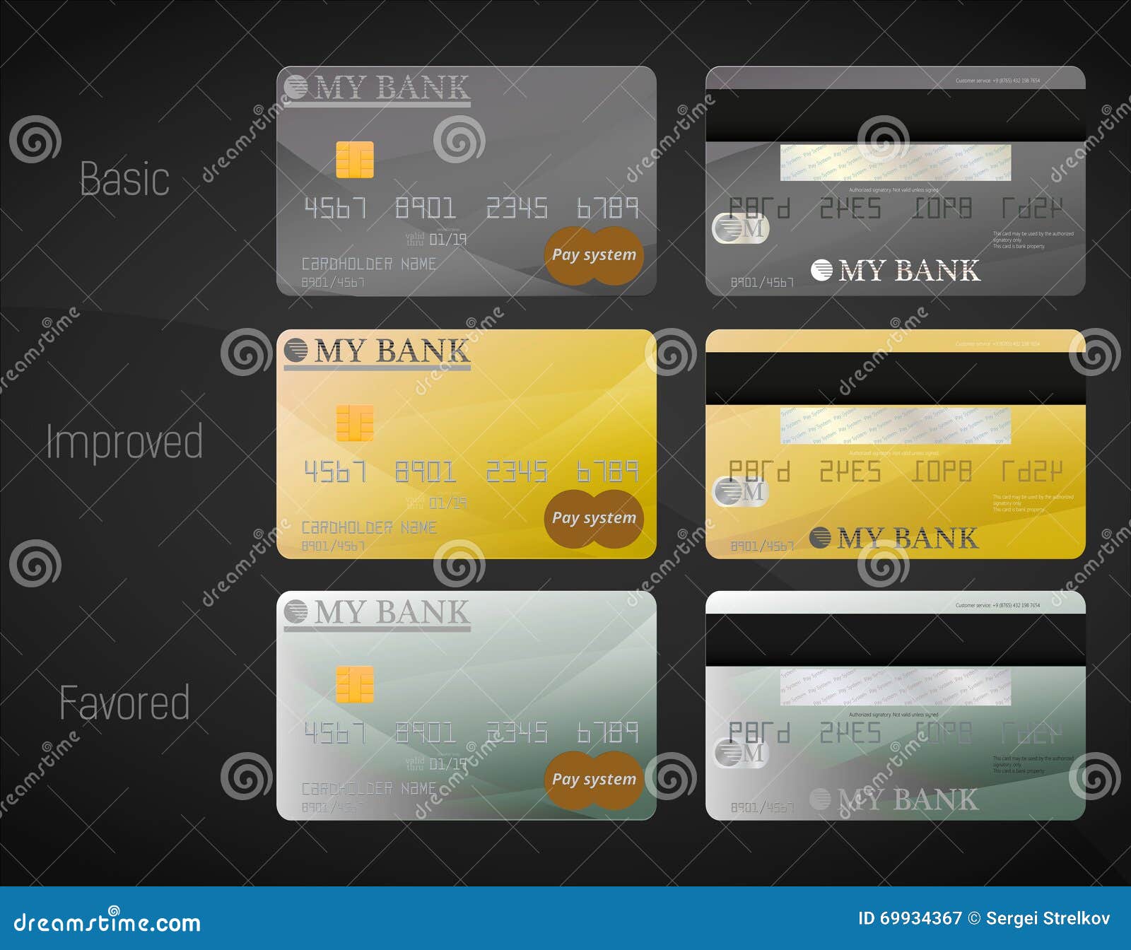 Three bank cards stock vector. Illustration of gold, debit - 69934367