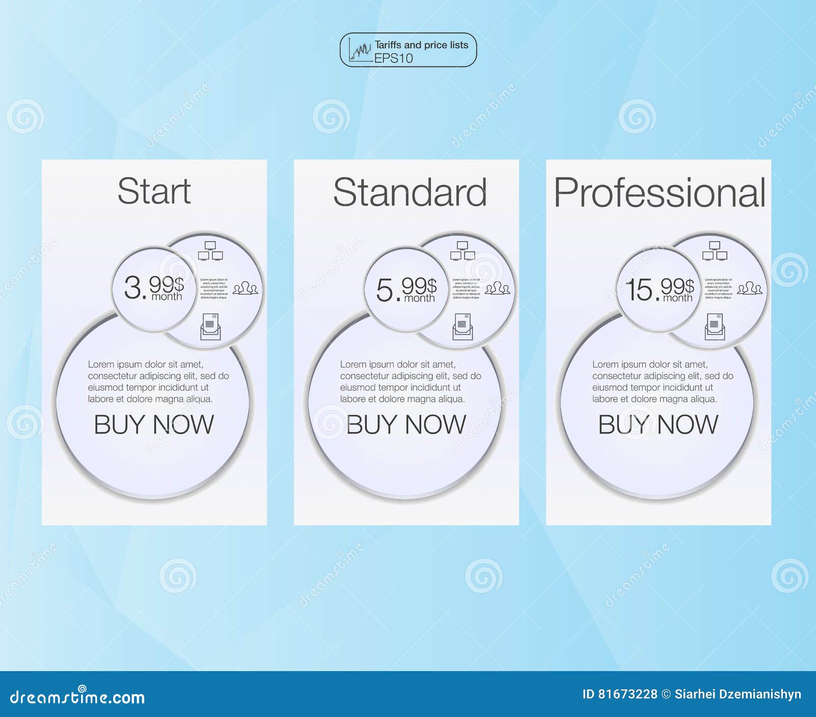 Three Banner, Price List, Interface for the Site. Vector Banner for Web ...