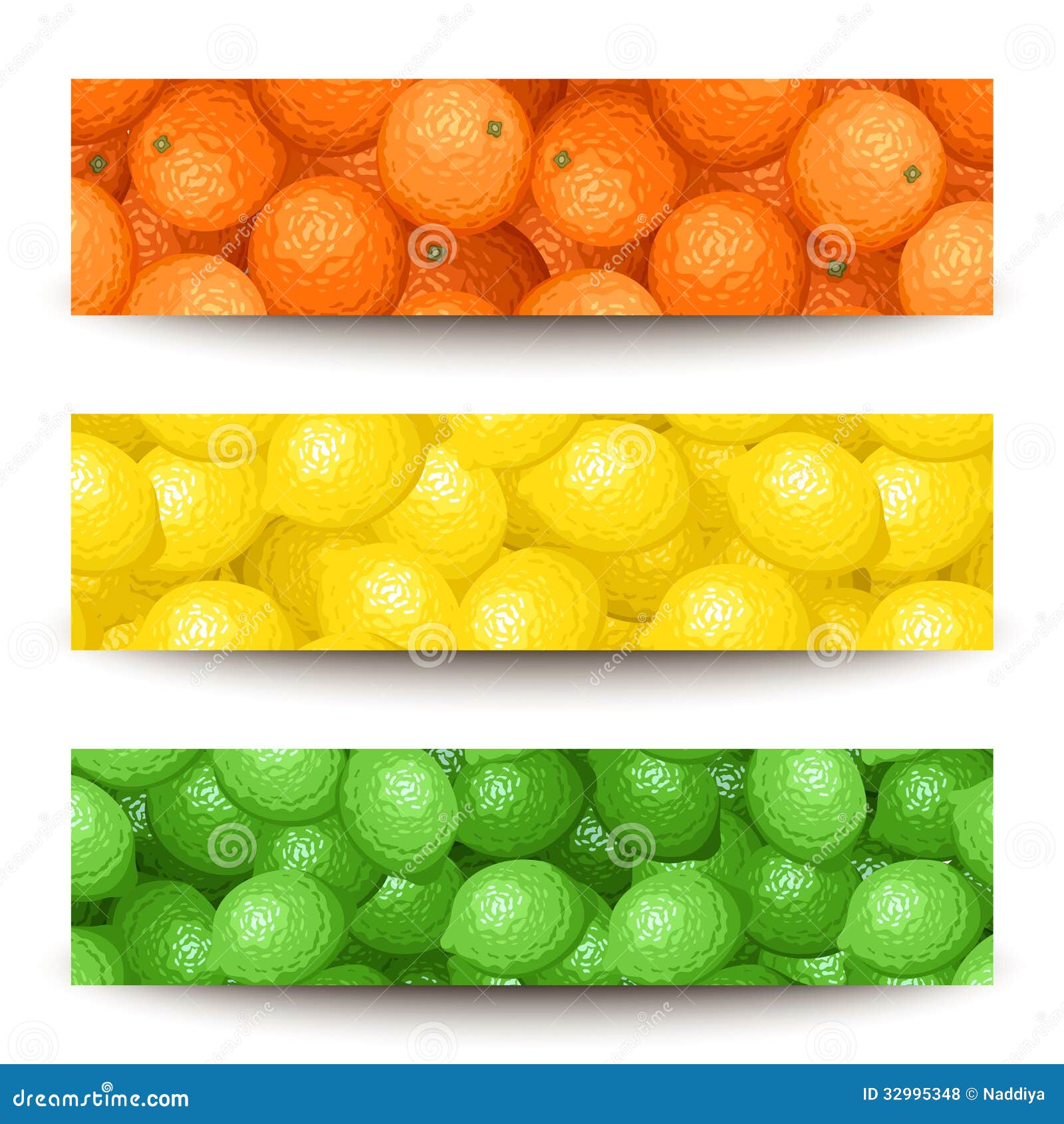 Three Banners with Citrus Fruits. Stock Illustration - Illustration of ...