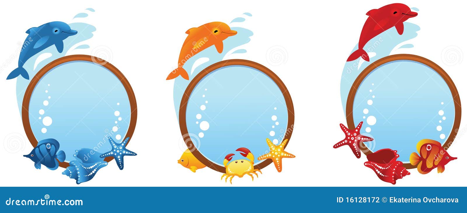 Three banners with dolphin stock illustration. Illustration of coast ...