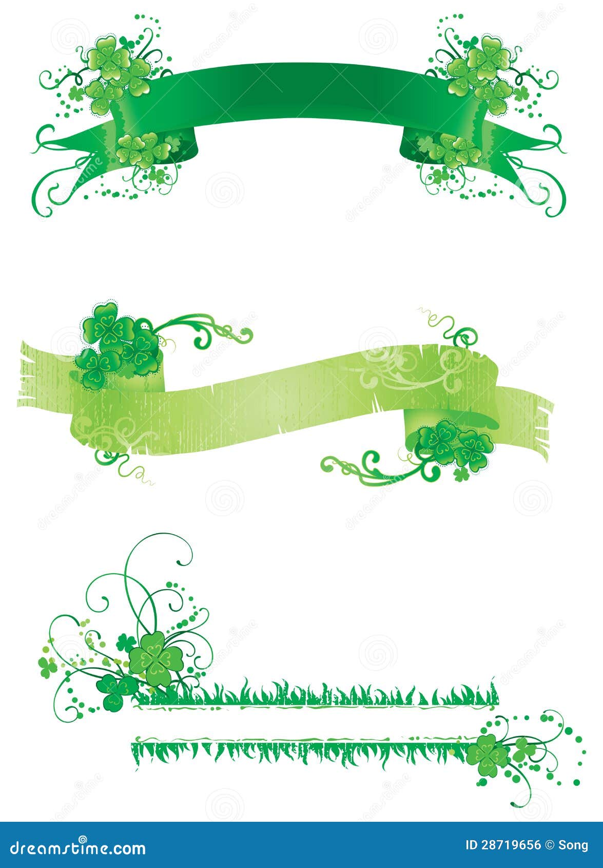 Three Banners with Green Clover Stock Vector - Illustration of symbol ...