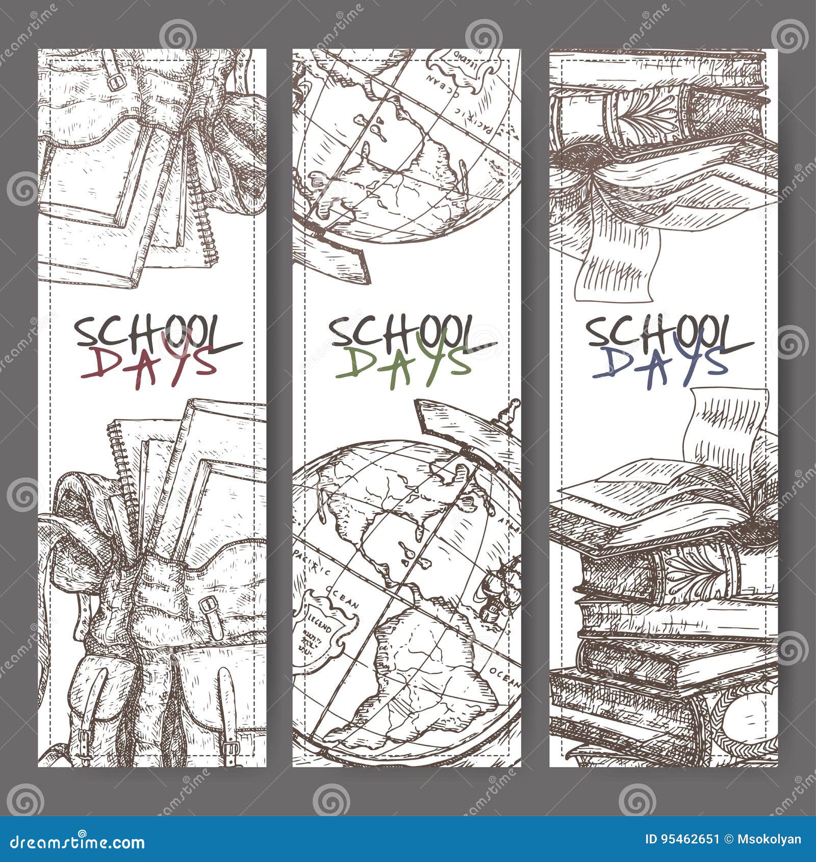 Three Banners with Hand Drawn School Related Sketch. Stock Vector ...