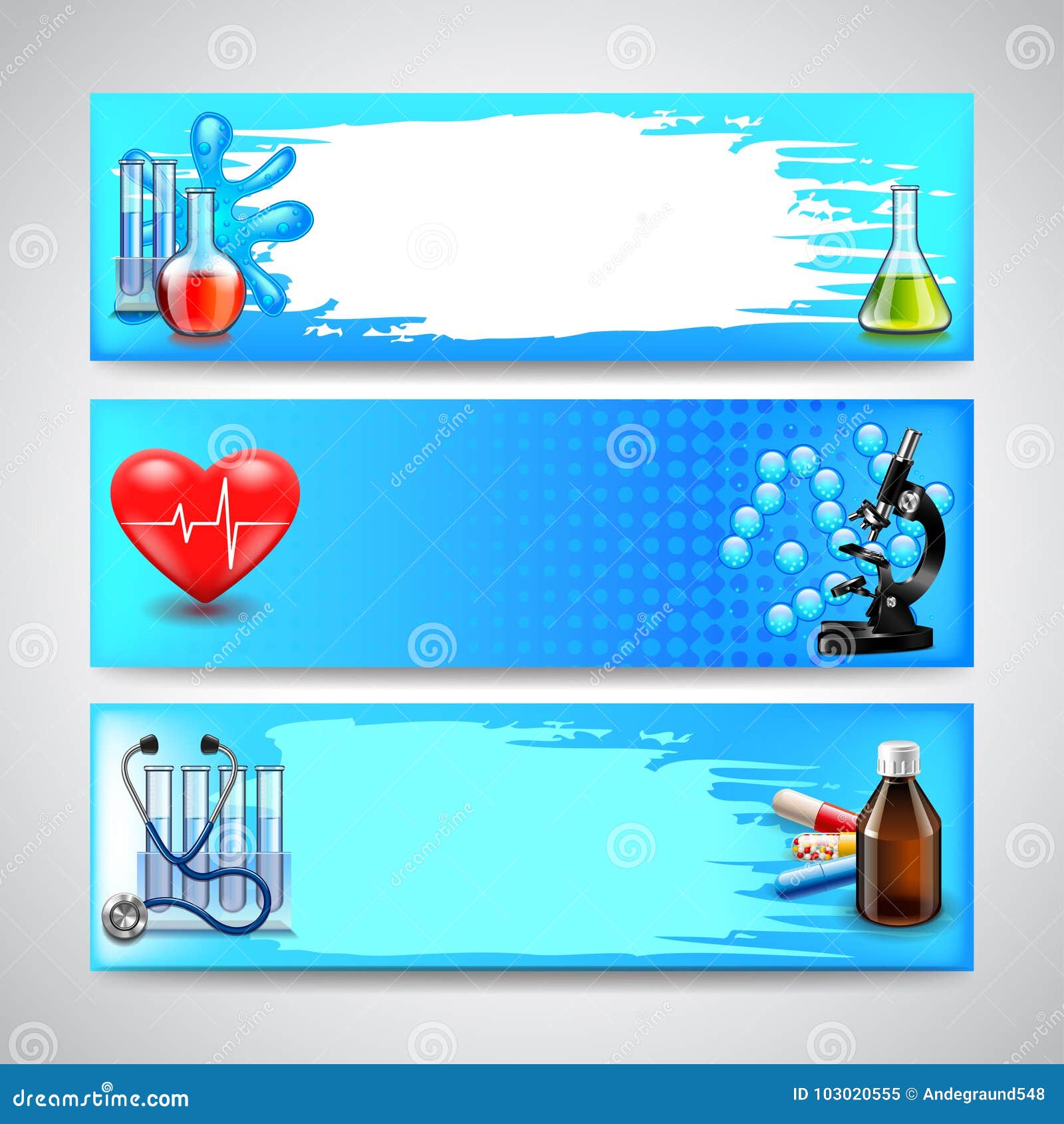 Three Medical Banners on Blue Background Vector Stock Vector ...
