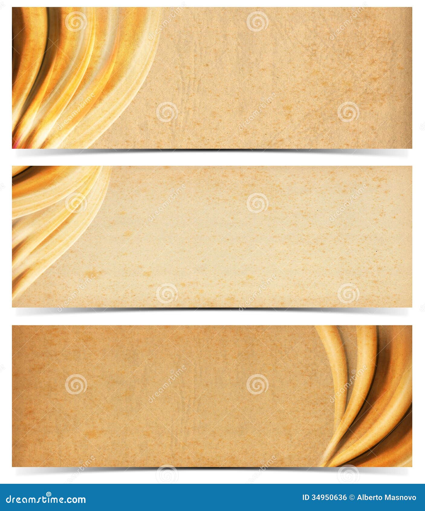 Three Banners with Old Yellowed Paper Stock Illustration - Illustration ...