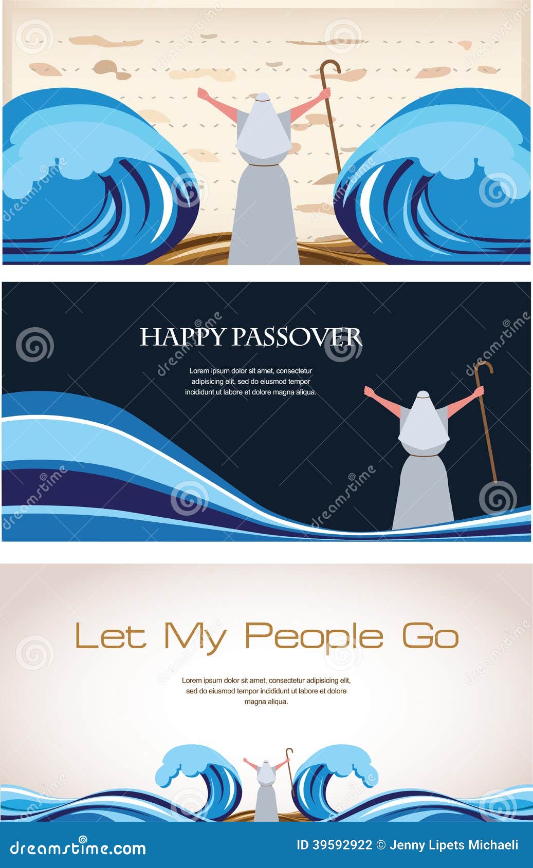 Three Banners of Passover Jewish Holiday Stock Vector - Illustration of ...