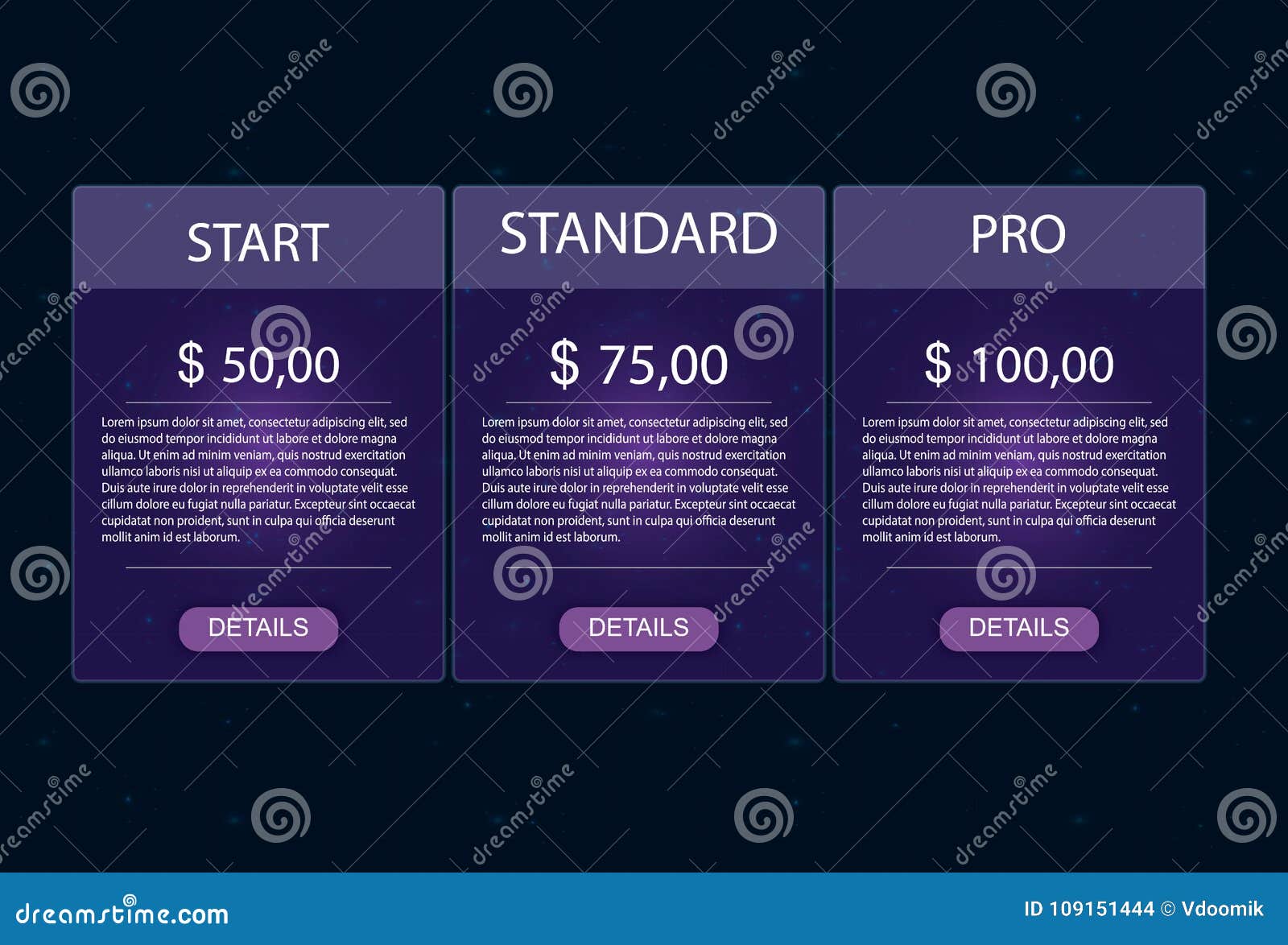 Three Banners. Pricelist, Hosting Plans and Web Design Boxes of Banners ...