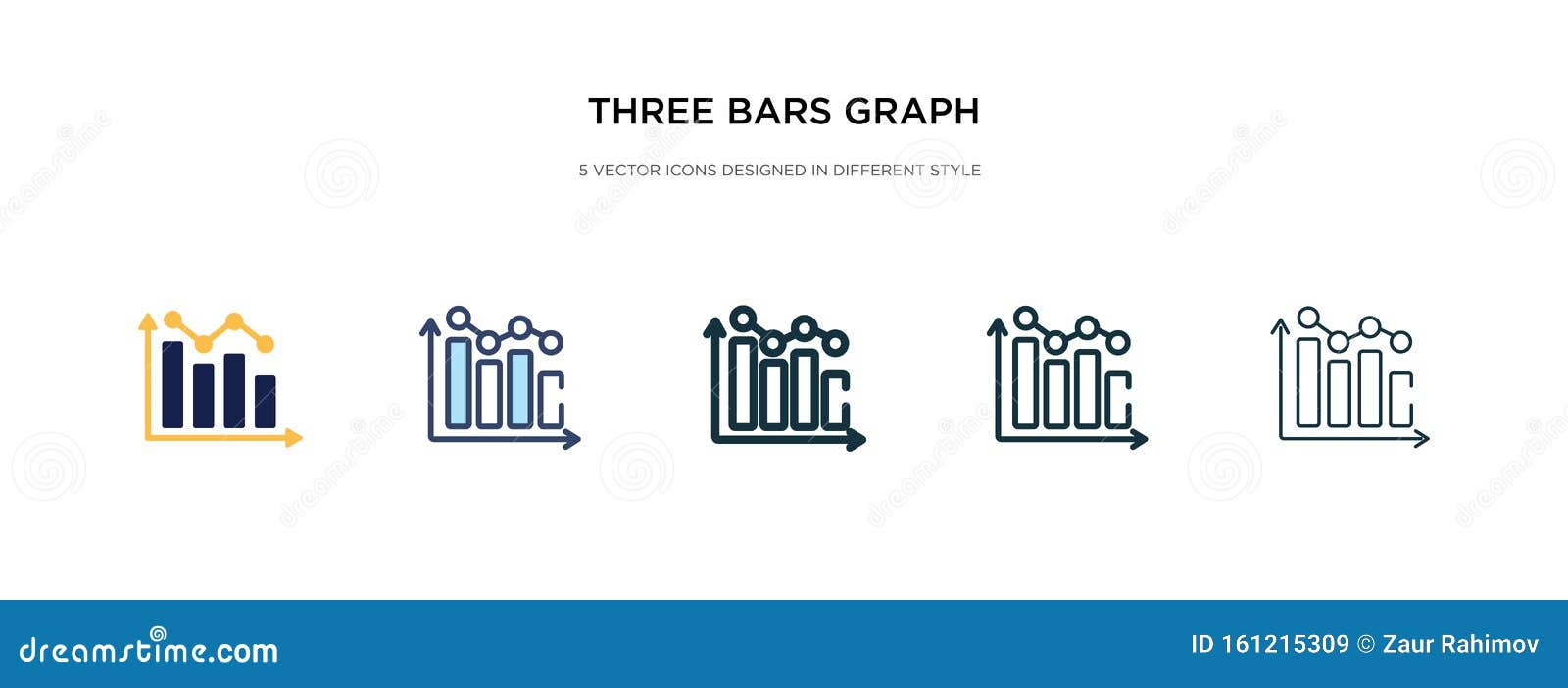 Three Bars Graph Icon in Different Style Vector Illustration. Two ...