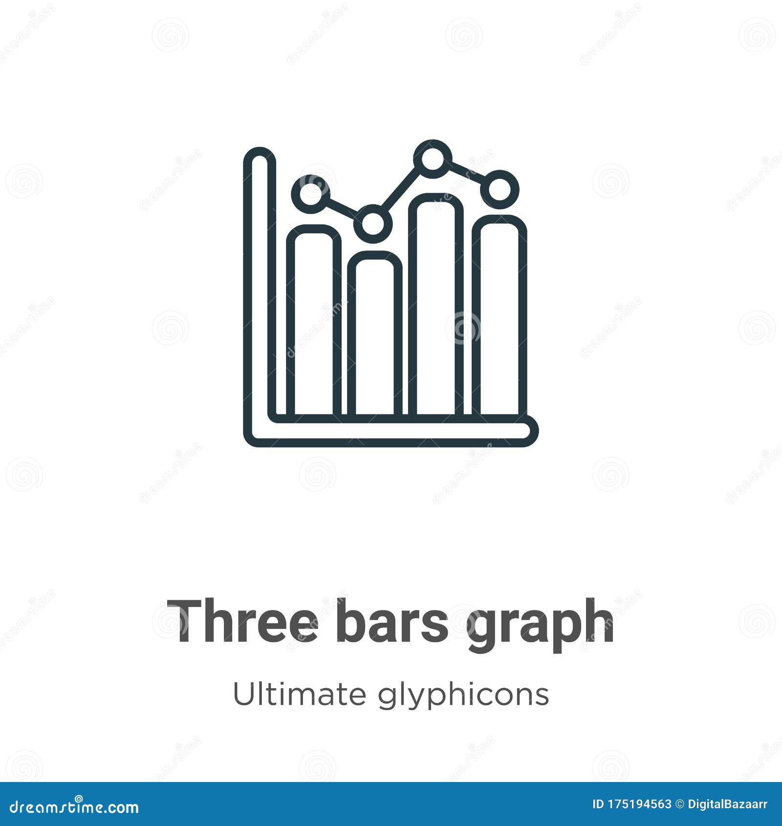 Three Bars Graph Outline Vector Icon. Thin Line Black Three Bars Graph ...