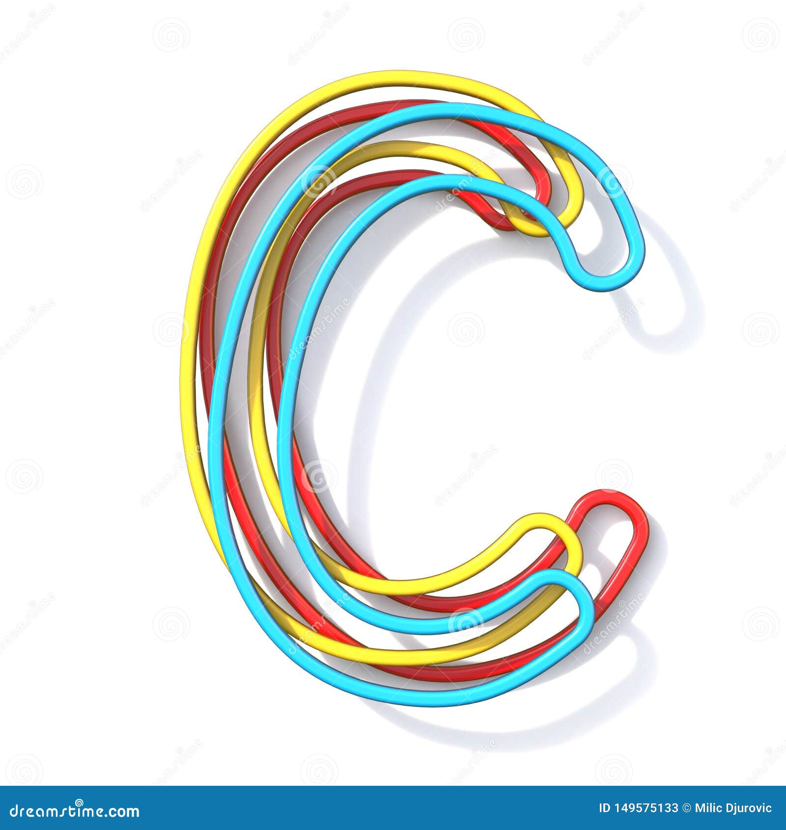 Three Basic Color Wire Font Letter C 3D Stock Illustration ...