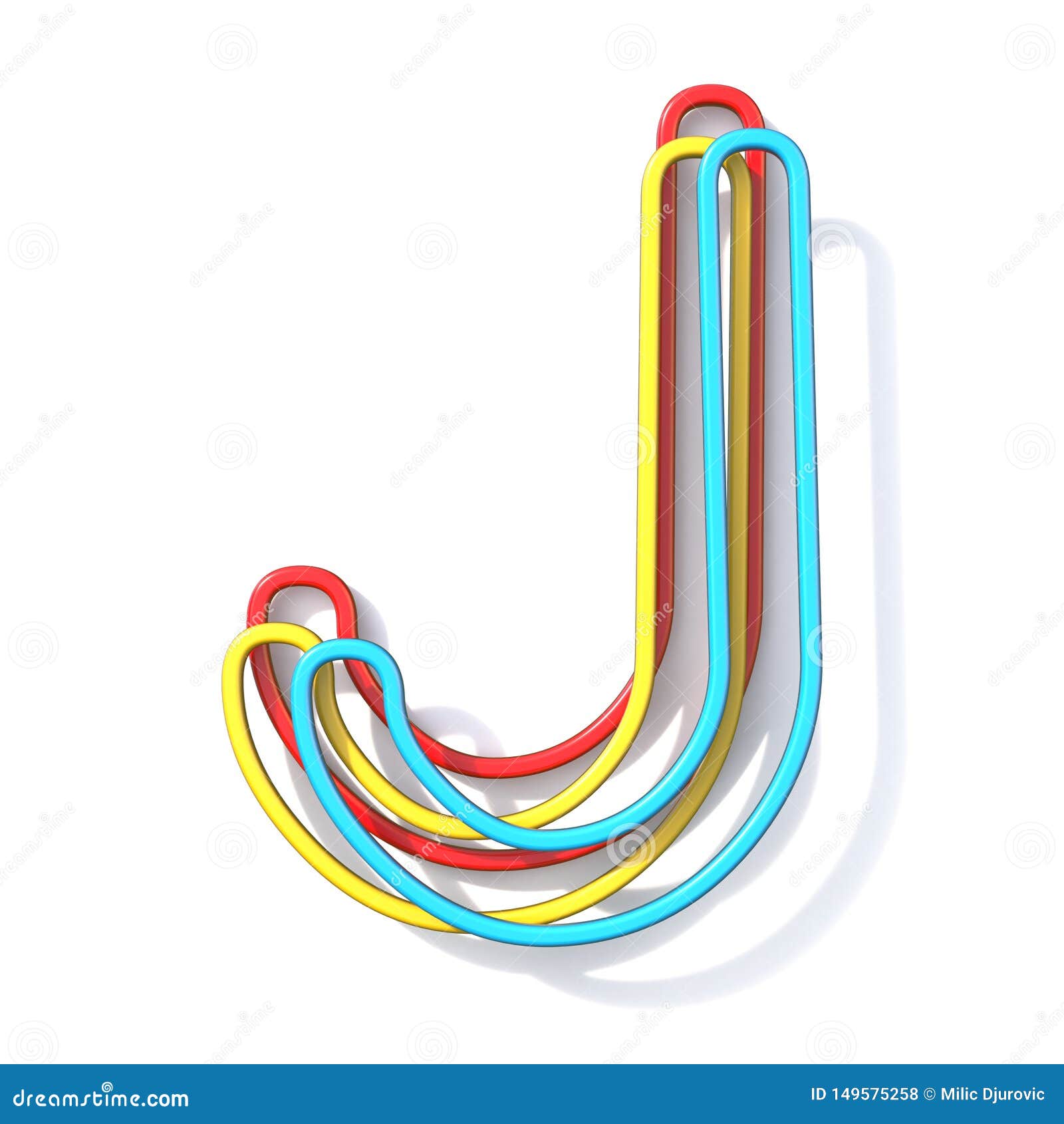 Three Basic Color Wire Font Letter J 3D Stock Illustration ...