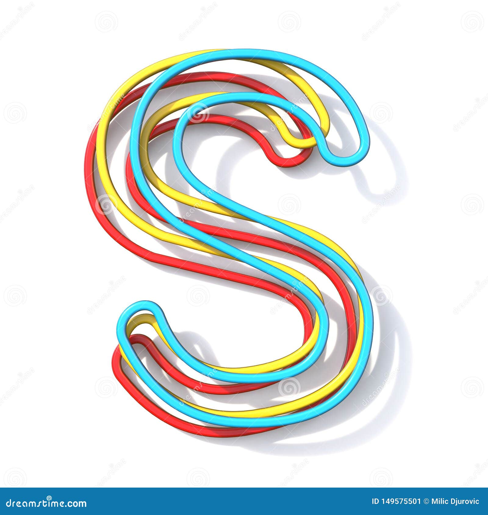 Three Basic Color Wire Font Letter S 3D Stock Illustration ...
