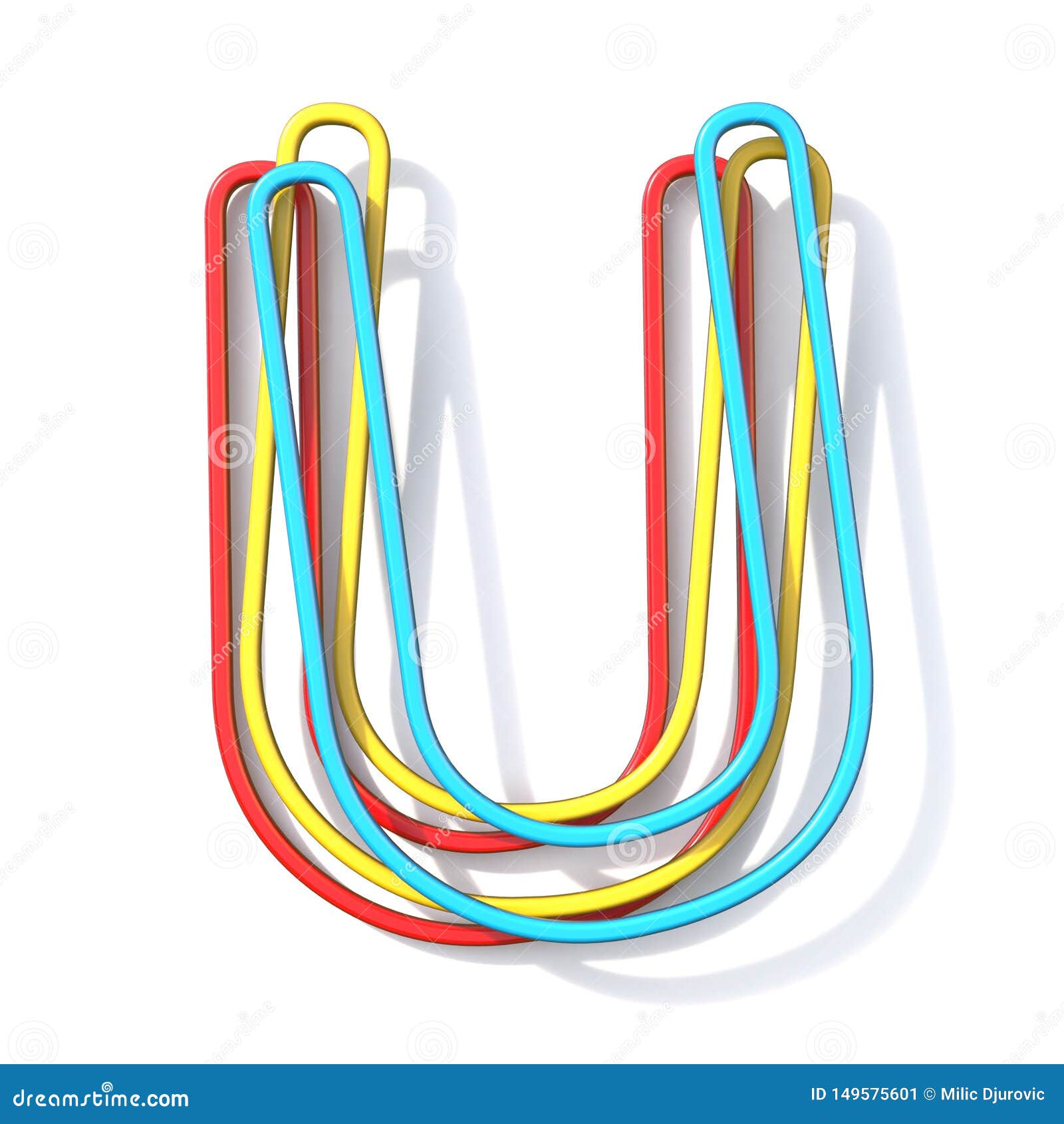 Three Basic Color Wire Font Letter U 3D Stock Illustration ...