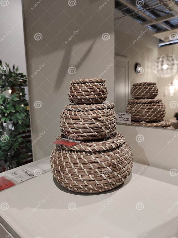 Three Baskets Stacked Together in the Photo from the Side Stock Image ...
