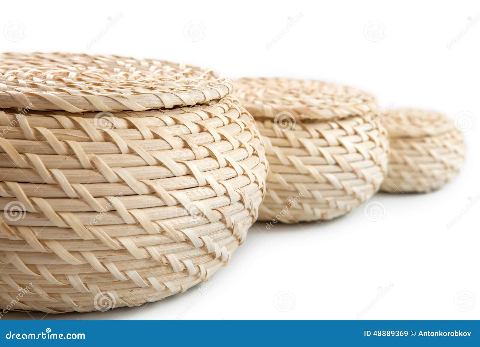 Three Baskets on a White Background. on White Backgroun Stock Image ...