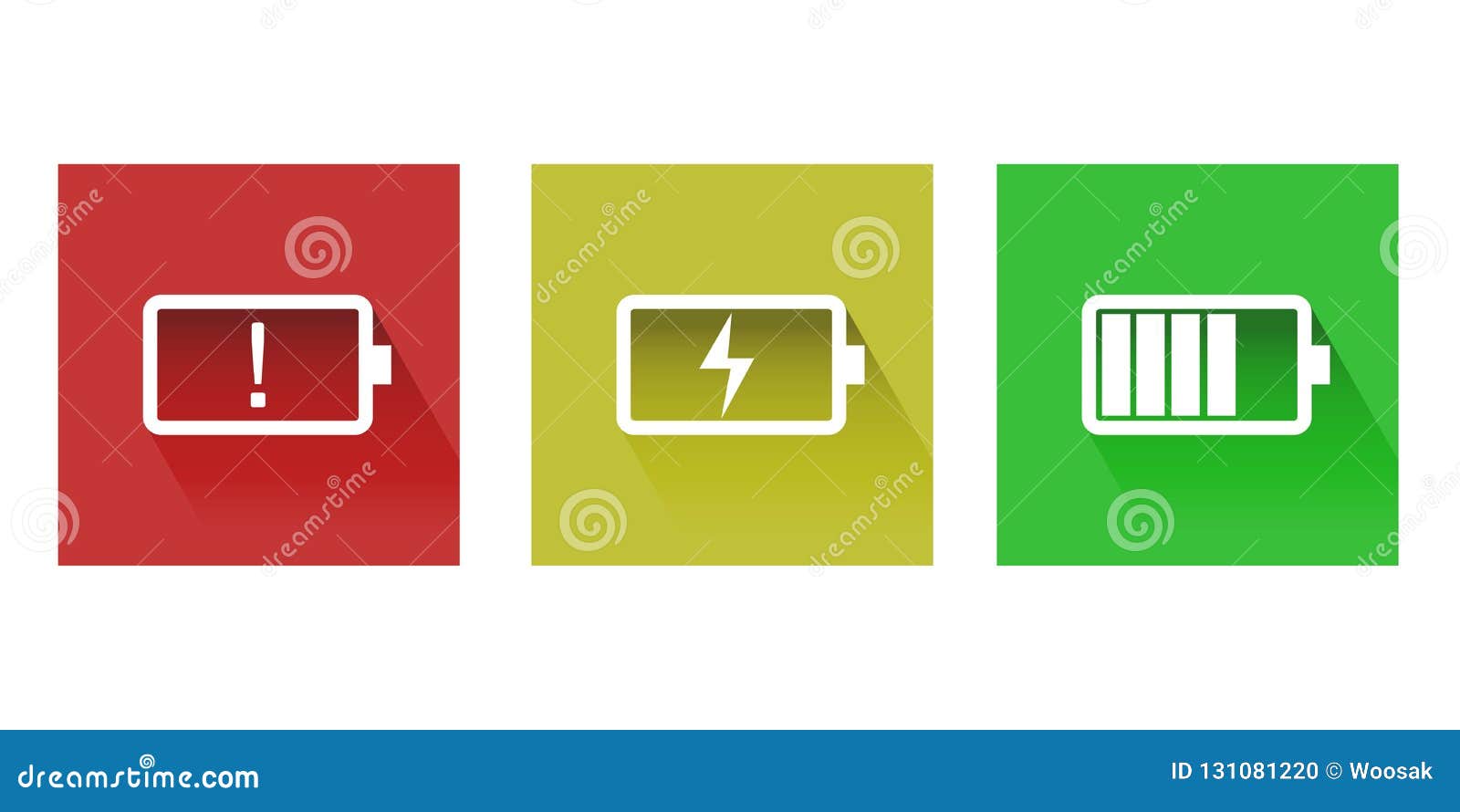Three Colorful Battery Status Stock Illustration - Illustration of ...