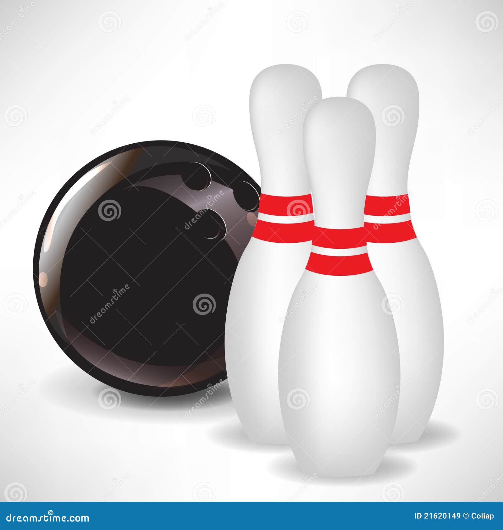 Three Bawling Pins and Ball Stock Vector - Illustration of sphere ...