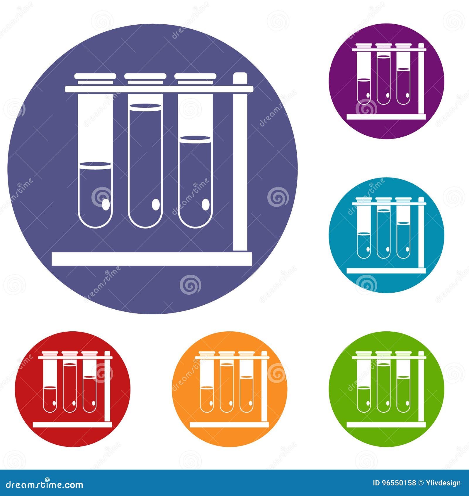 Three beakers icons set stock vector. Illustration of glassware - 96550158
