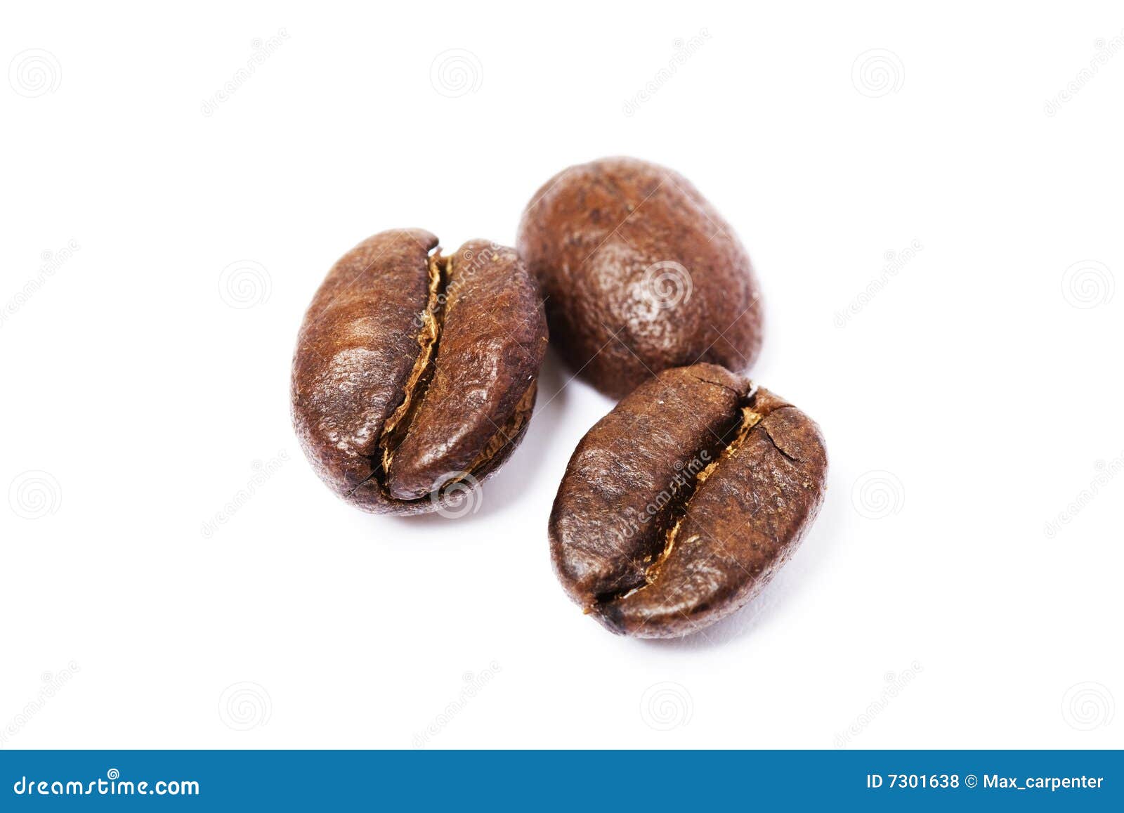 Three Beans of Cofee Over White Stock Photo - Image of black, close ...